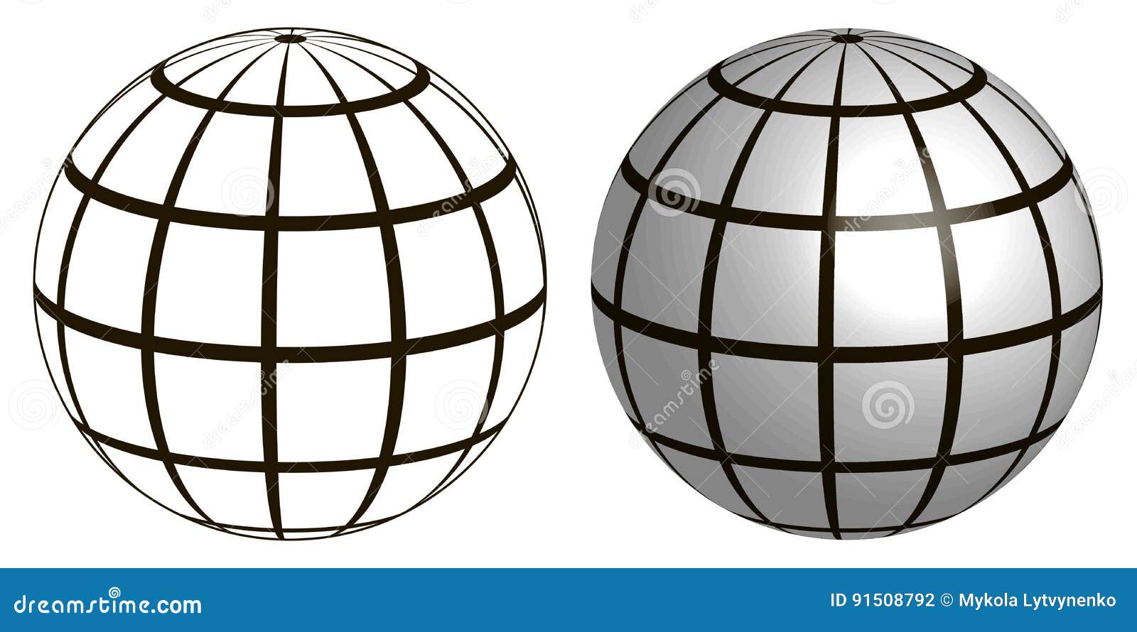 Graticule Globe Meridian And Parallel, Vector Template Graticule Ball ...