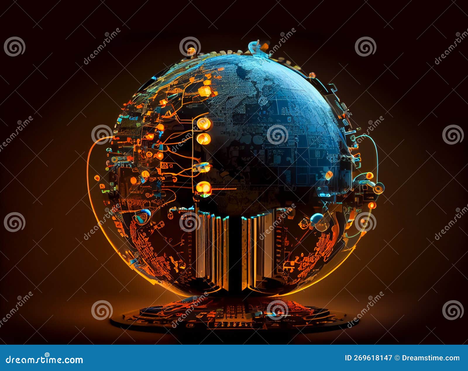 An Illustration of the Wired Digital Globe Concept, a- Generated Stock ...