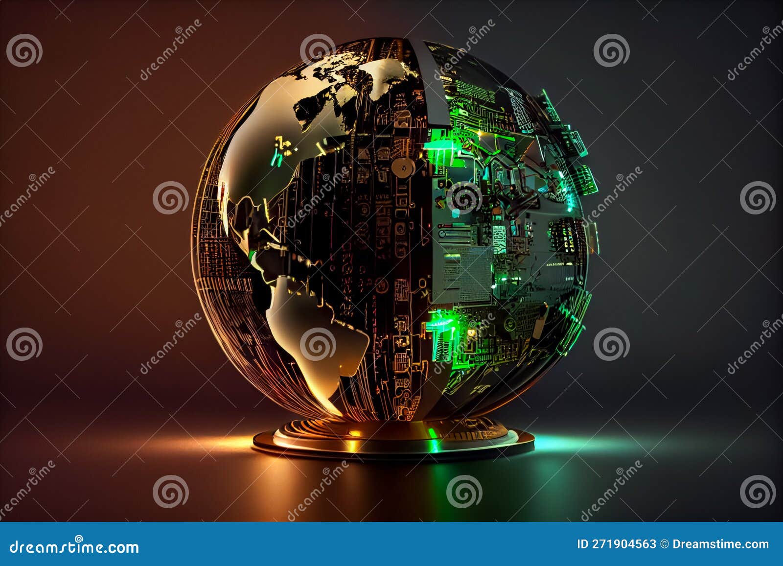 Illustration of the Wired Digital Globe Concept, a- Generated Image ...