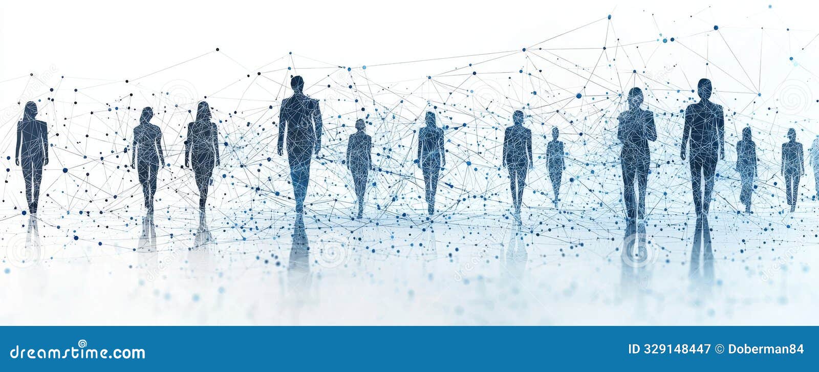 Illustration of Wireframe People Connected by a Network, Representing ...