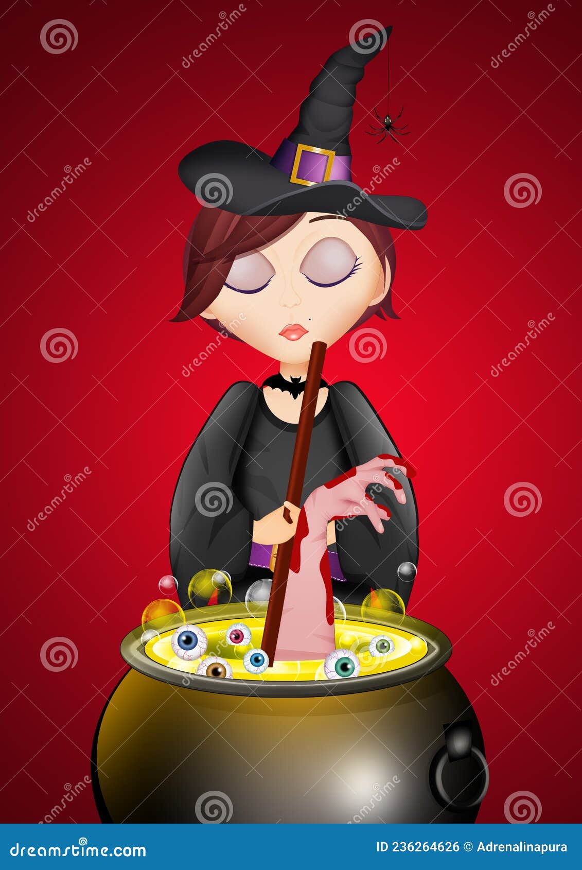 The witch cooks the soup stock illustration. Illustration of hand ...