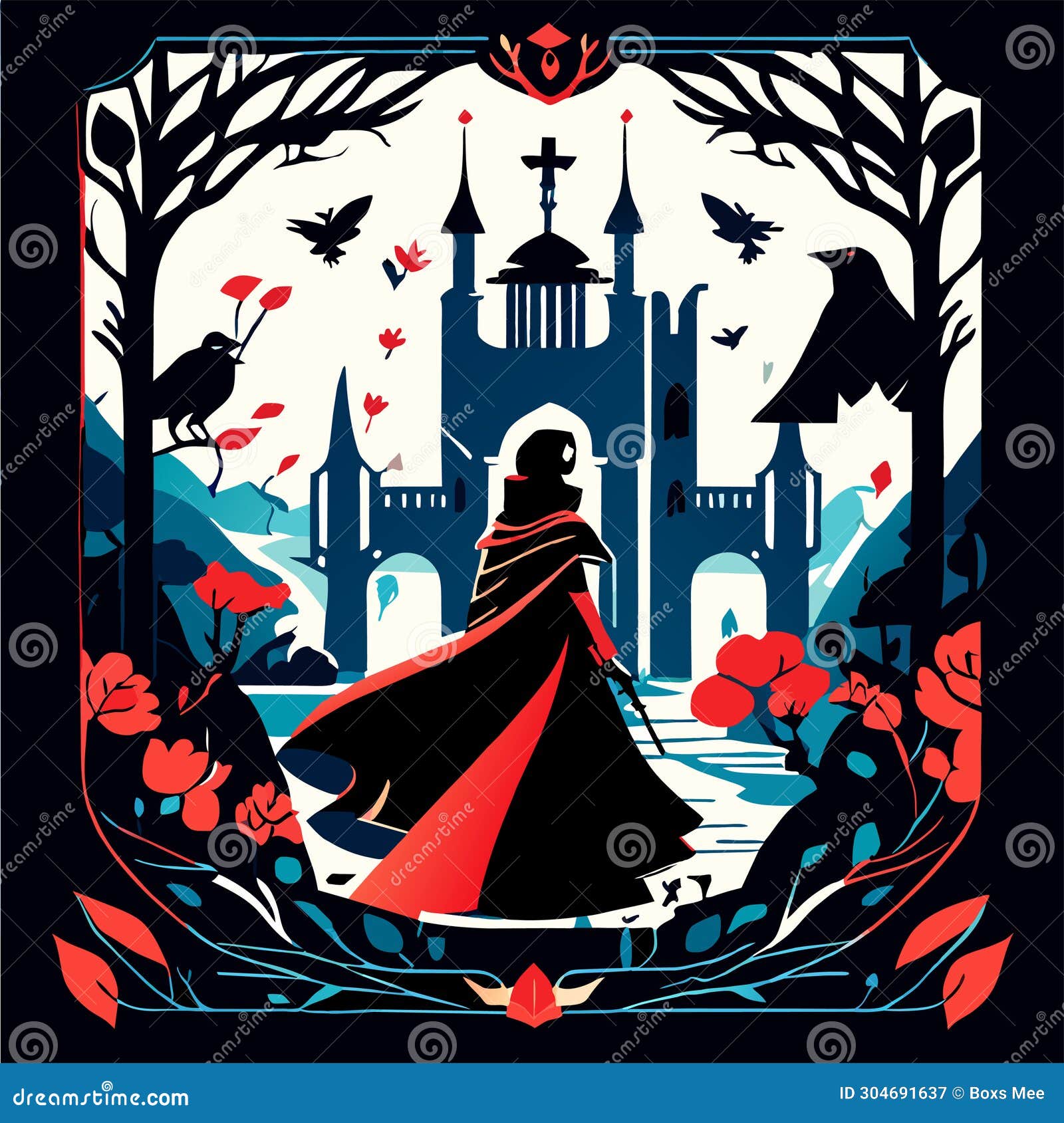 Illustration of a Witch in Front of a Castle in the Forest AI Generated ...