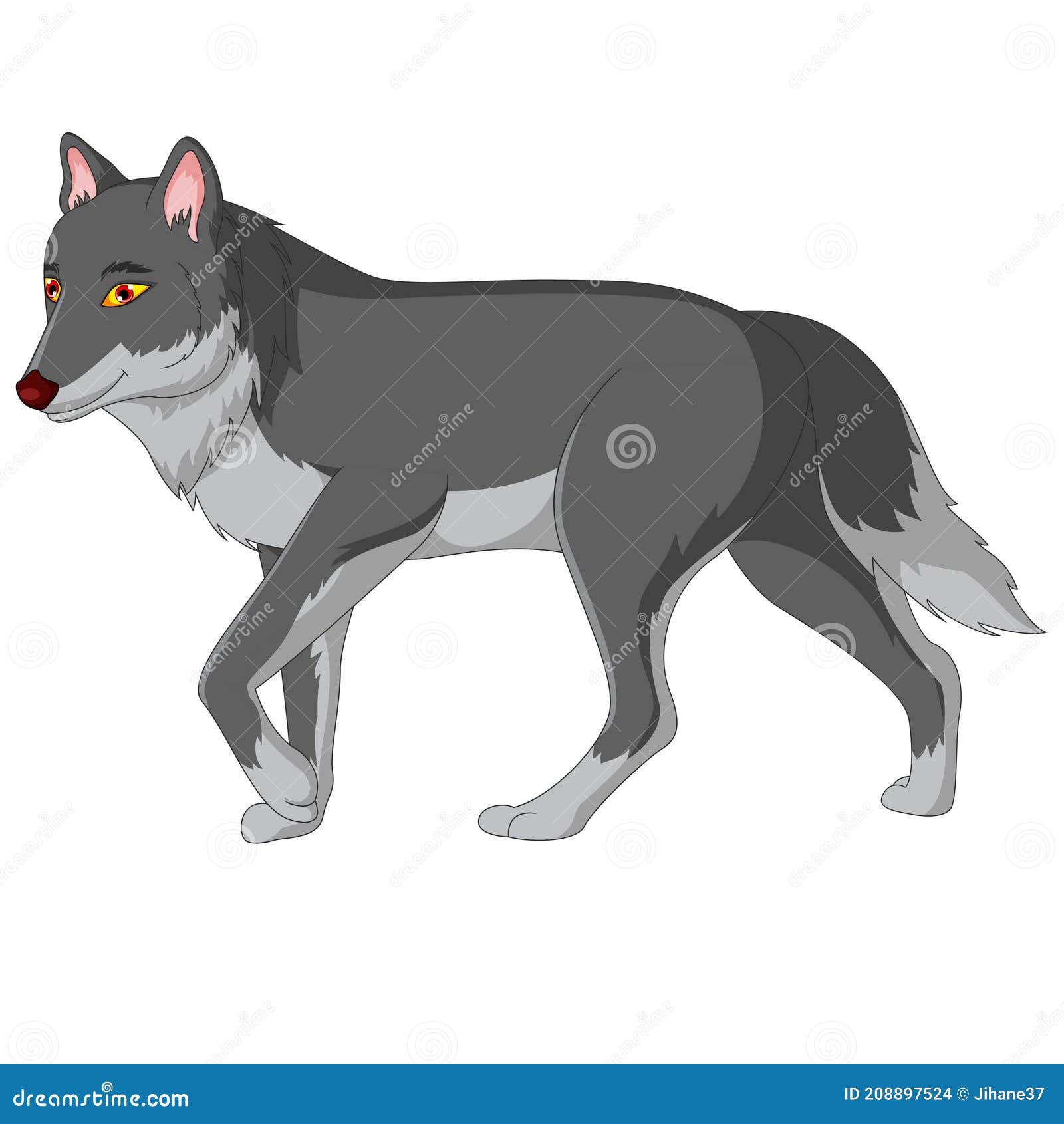 Wolf cartoon posing stock illustration. Illustration of mammal - 208897524