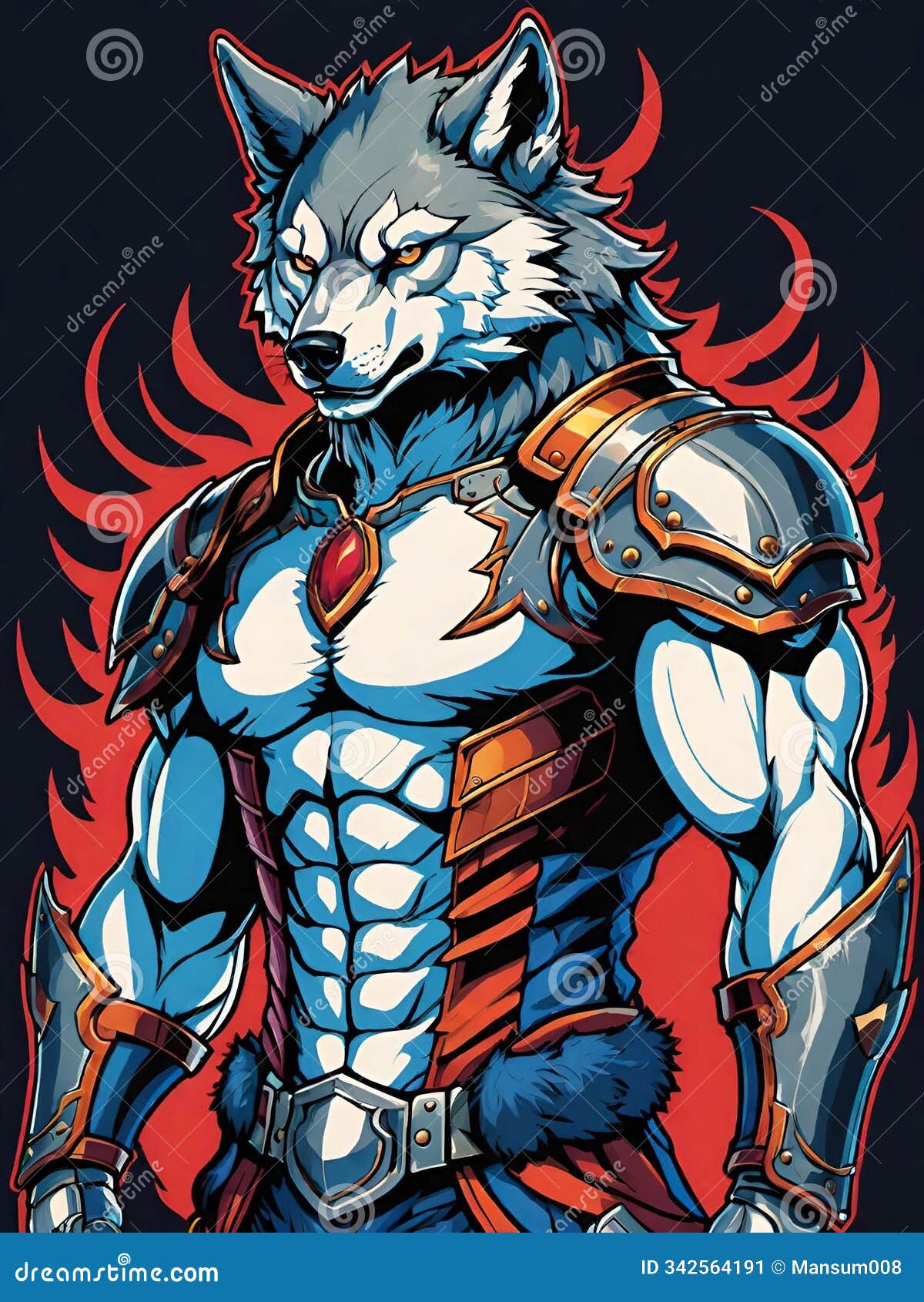 Illustration of a Wolf with a Color Background Stock Illustration ...