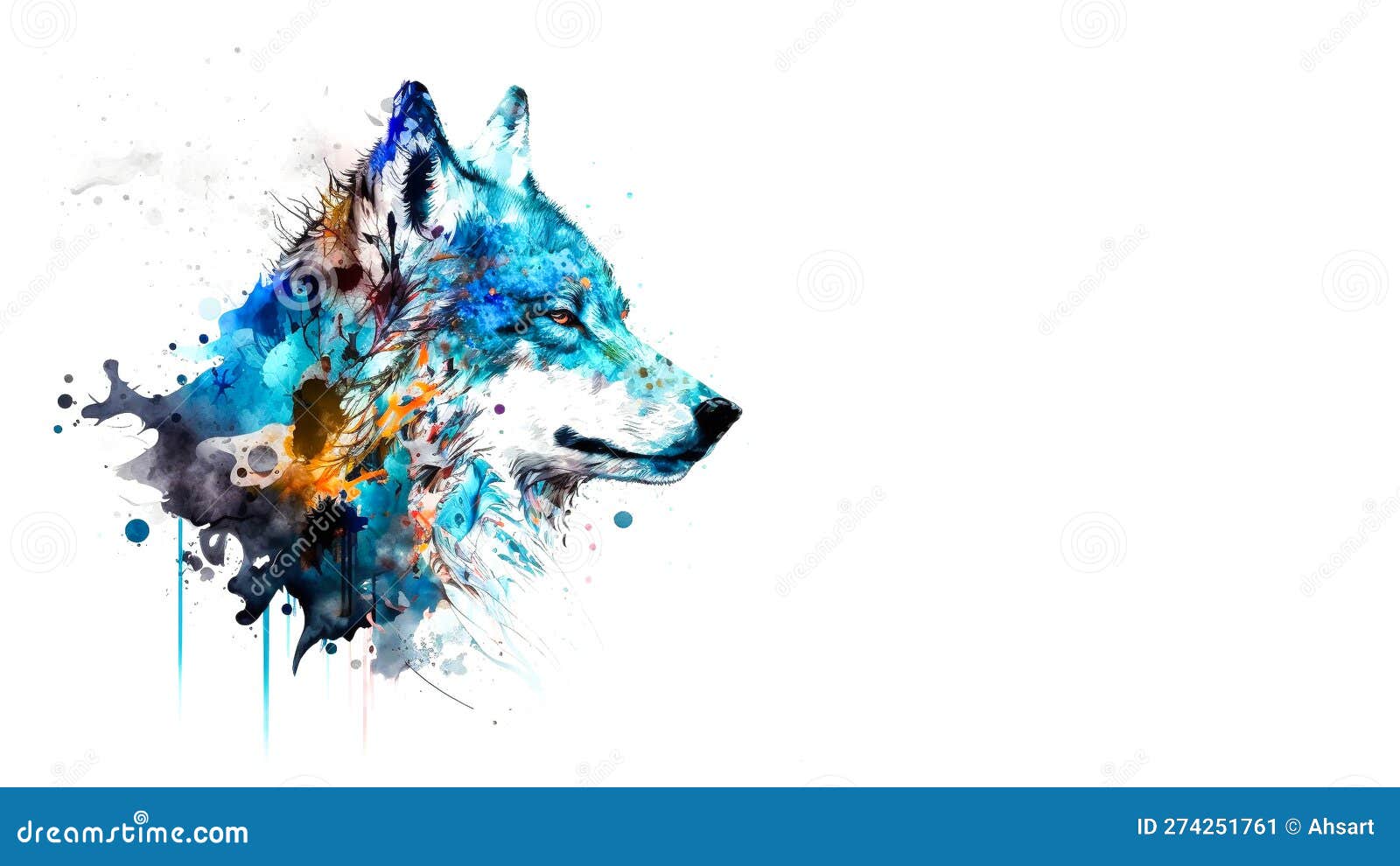 Illustration of Wolf in Fun Colors with Paint Splashes Stock ...