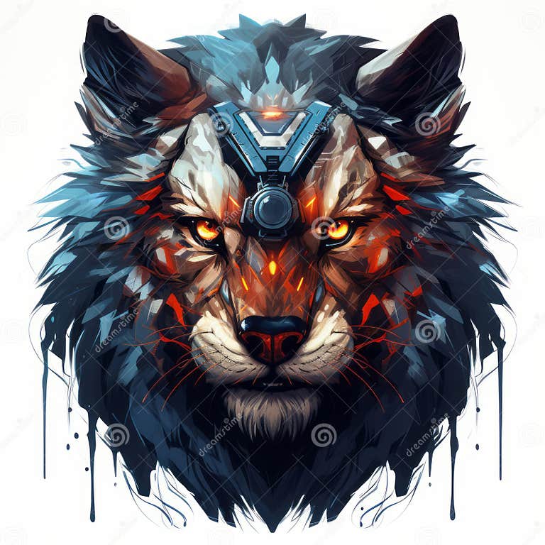 An Illustration of a Wolf with a Helmet on Its Head Stock Illustration ...