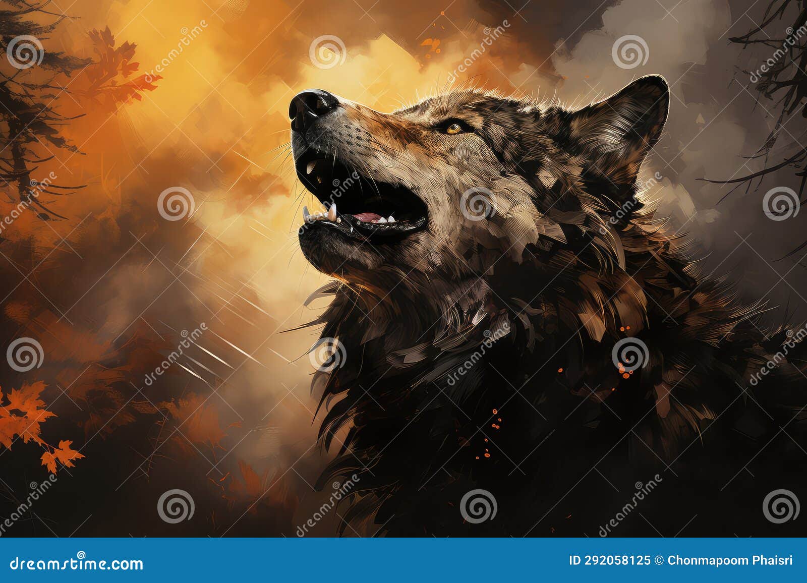 Illustration of a Wolf Howling in the Forest - 3D Render Generative AI ...