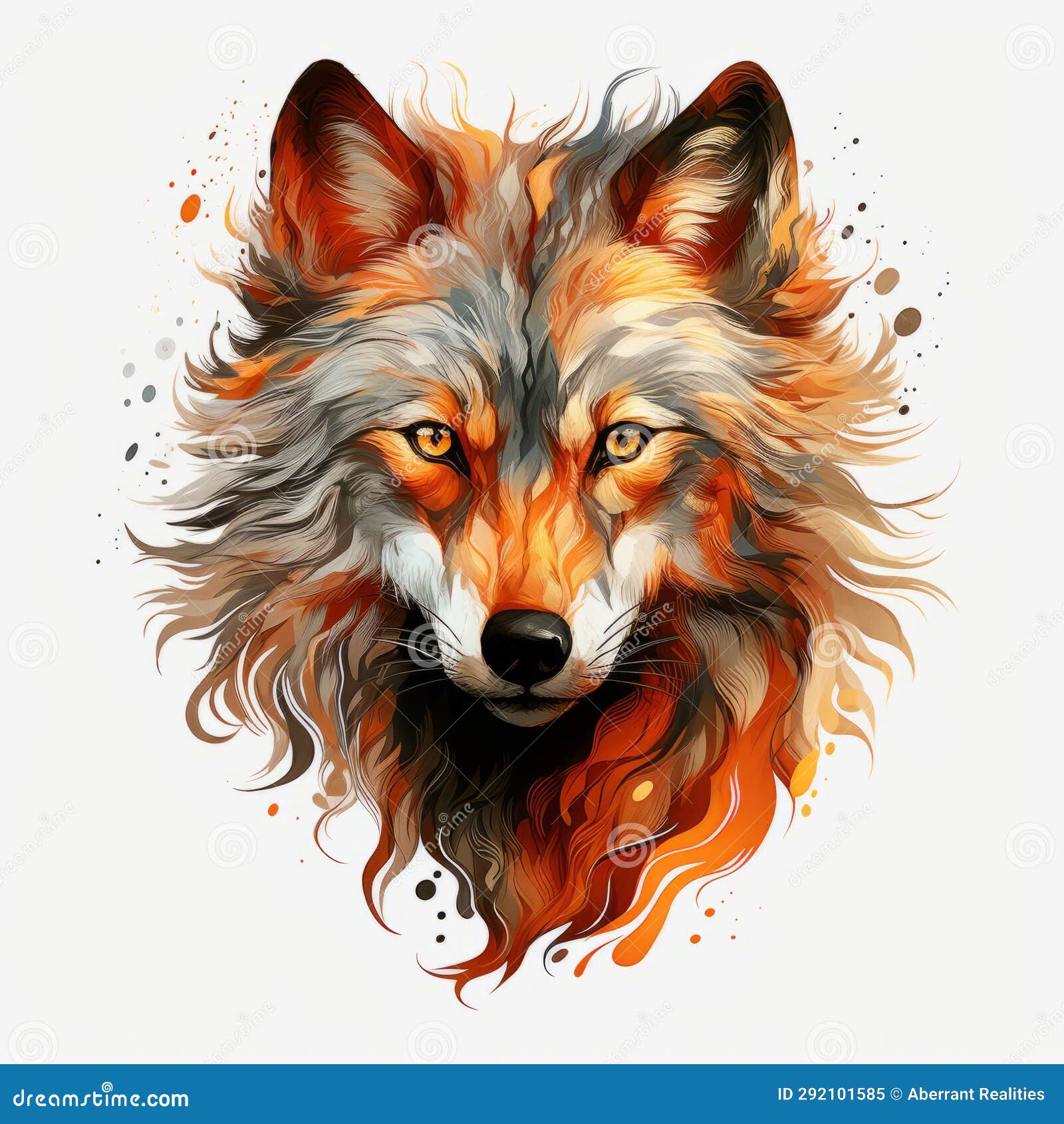 Orange Wolf Drawing
