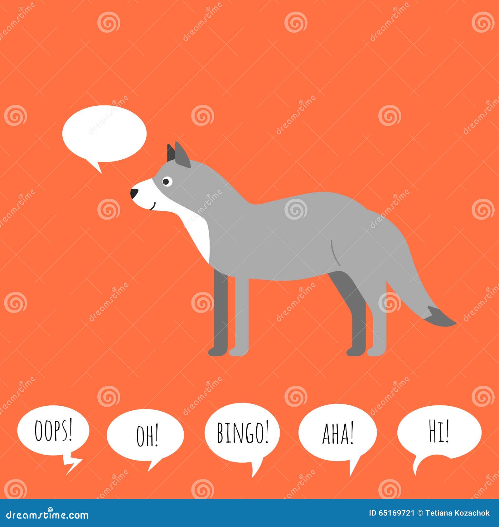 Illustration of Wolf with Speech Bubble. Flat Style Stock Vector ...