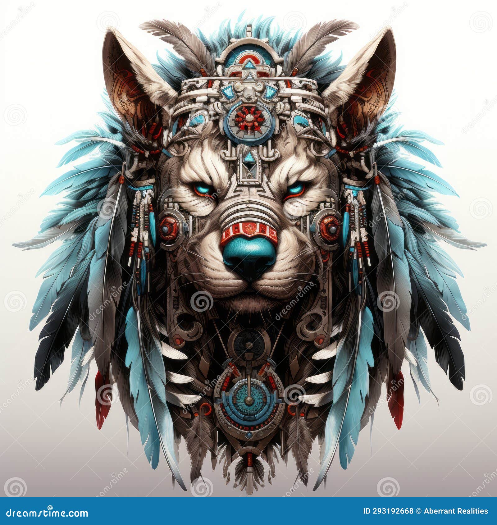 An Illustration of a Wolf Wearing a Headdress Stock Illustration ...