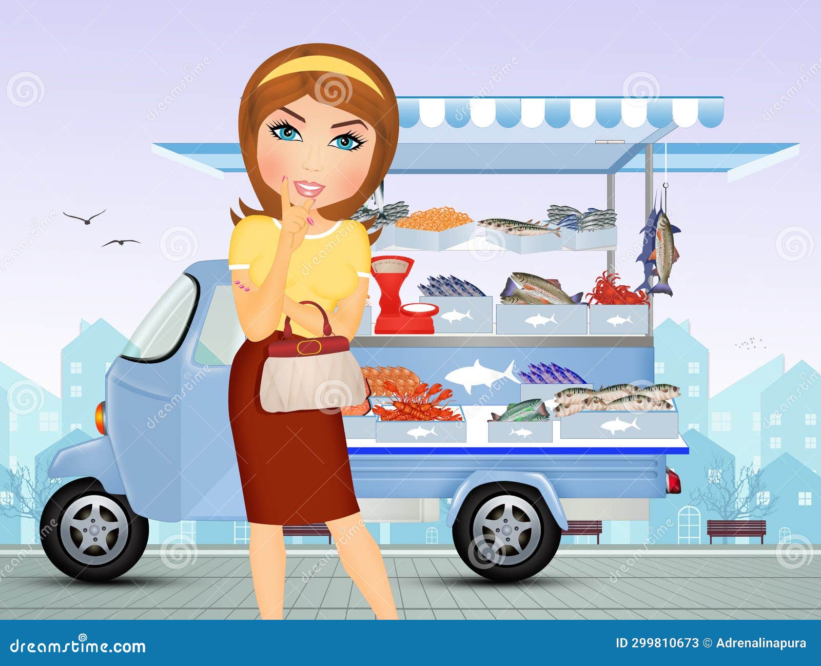 Fishmonger Truck - Vector Drawing | CartoonDealer.com #43515155