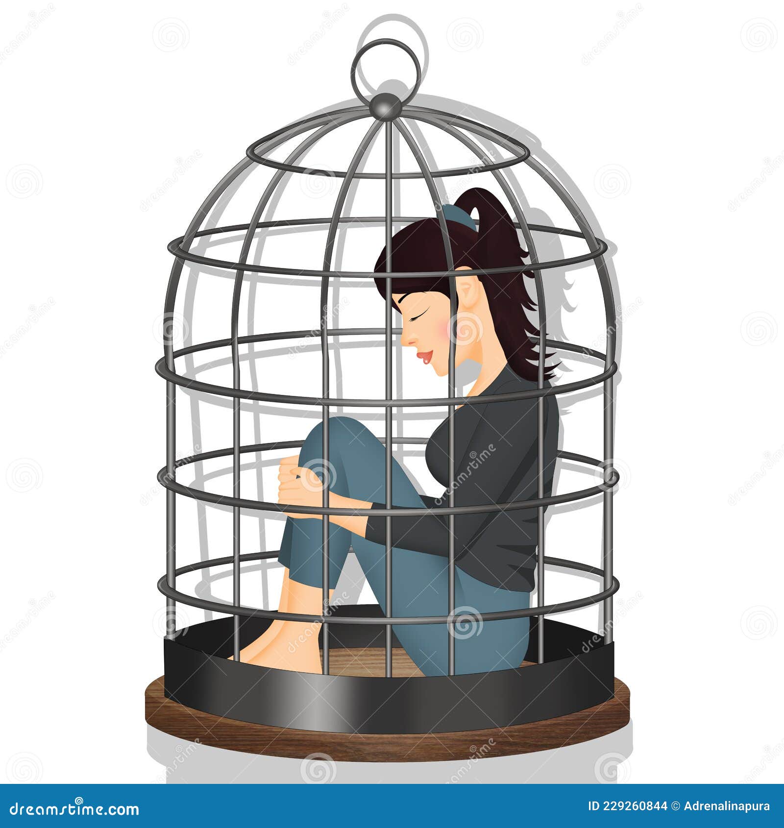 Illustration of Woman in the Cage Stock Illustration - Illustration of ...