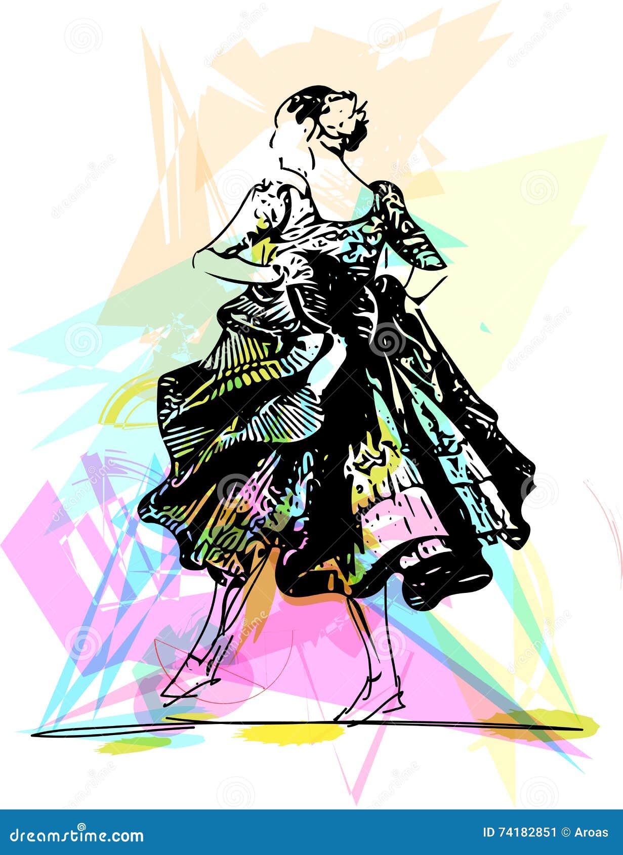 Illustration of Woman Dancing Marinera Stock Vector - Illustration of ...