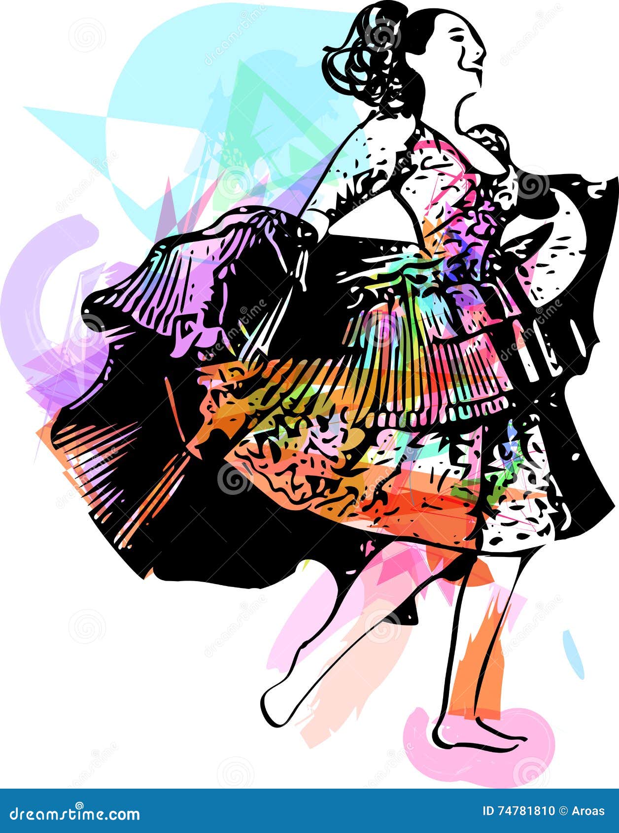 Illustration of Woman Dancing Stock Vector - Illustration of peru ...