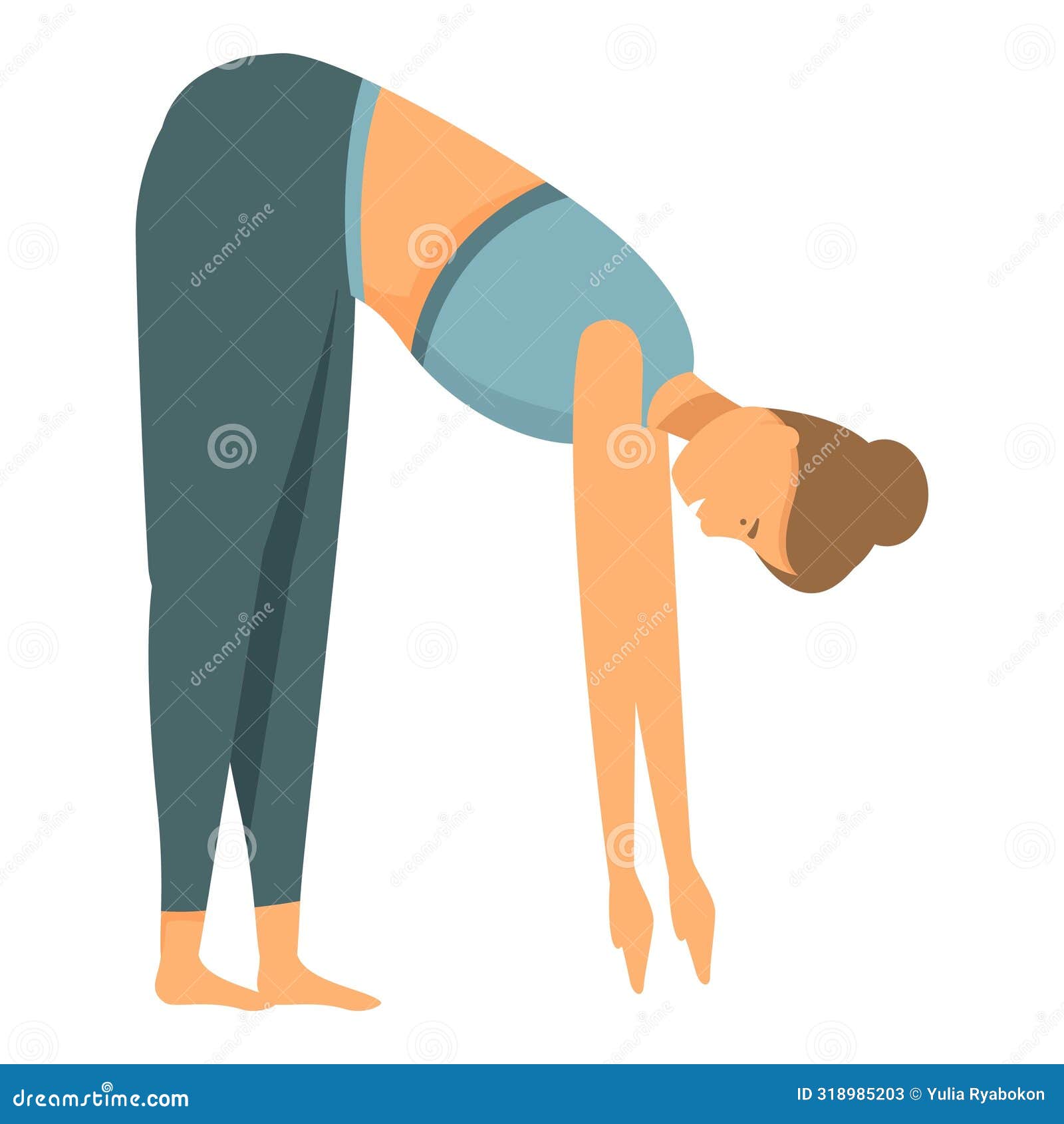 Woman Practicing Forward Bend Stretch Cartoon Vector | CartoonDealer ...