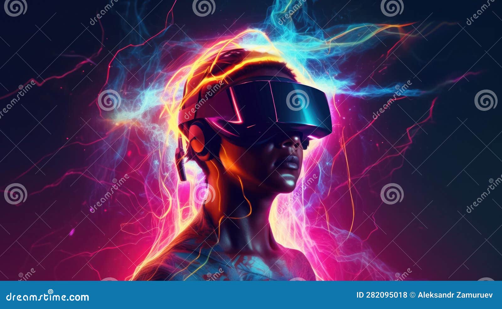 Illustration of Woman with Glasses of Virtual Reality. Future ...