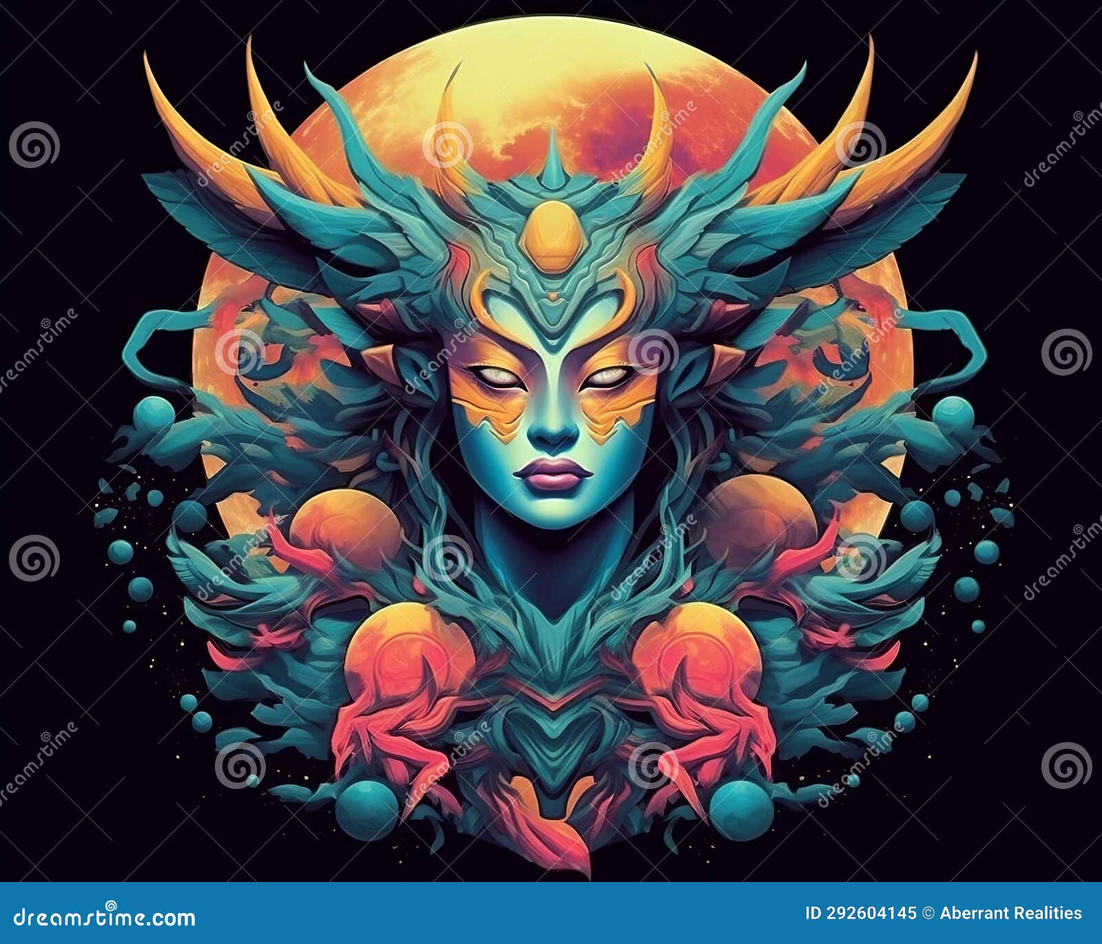 An Illustration of a Woman with Horns on Her Head Stock Illustration ...