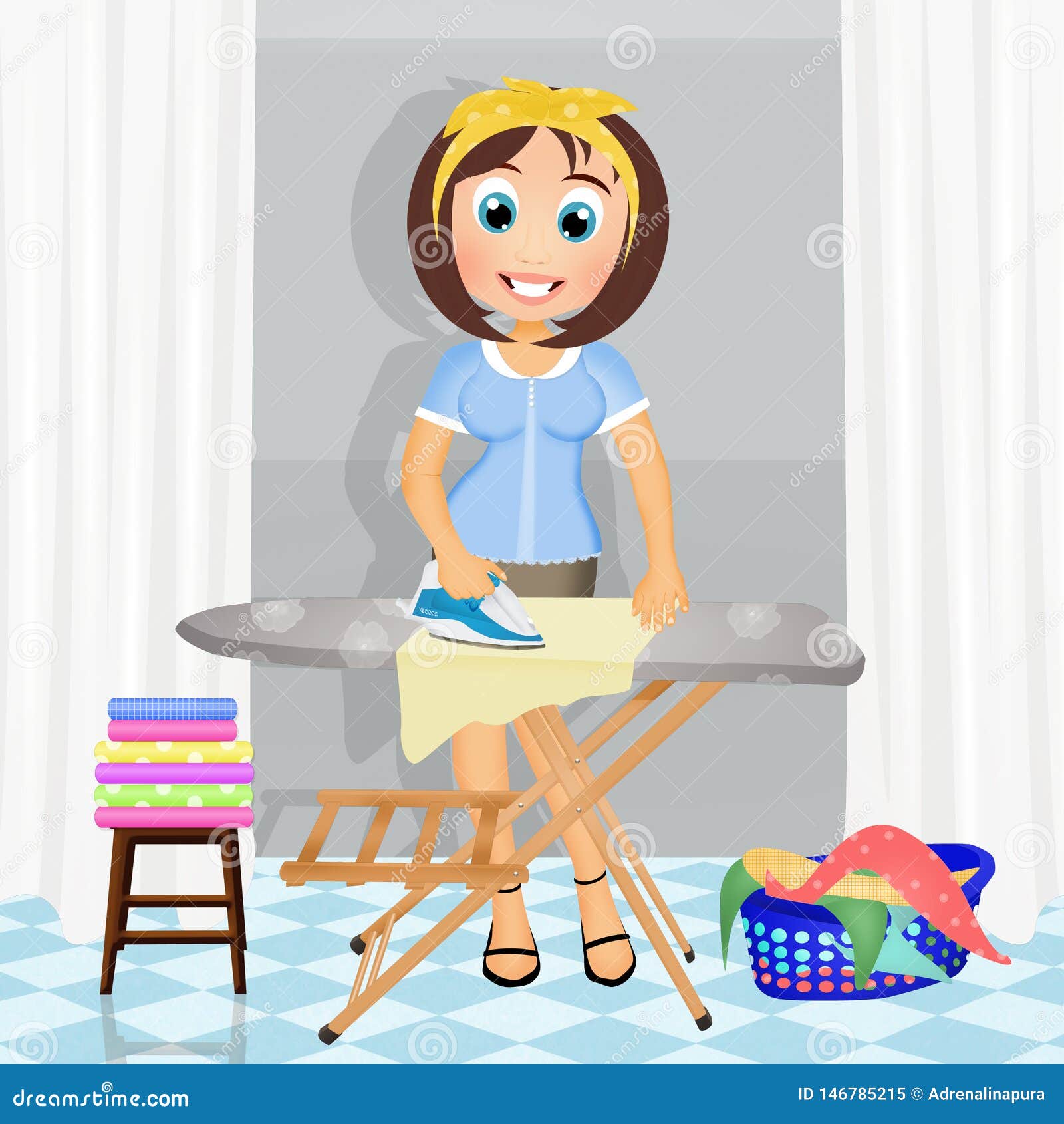Illustration of Woman Ironing Stock Illustration - Illustration of ...