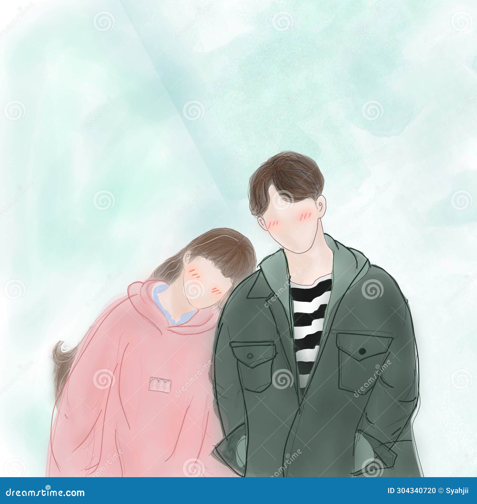 Illustration of a Woman Leaning on a Man& X27;s Shoulder Stock ...