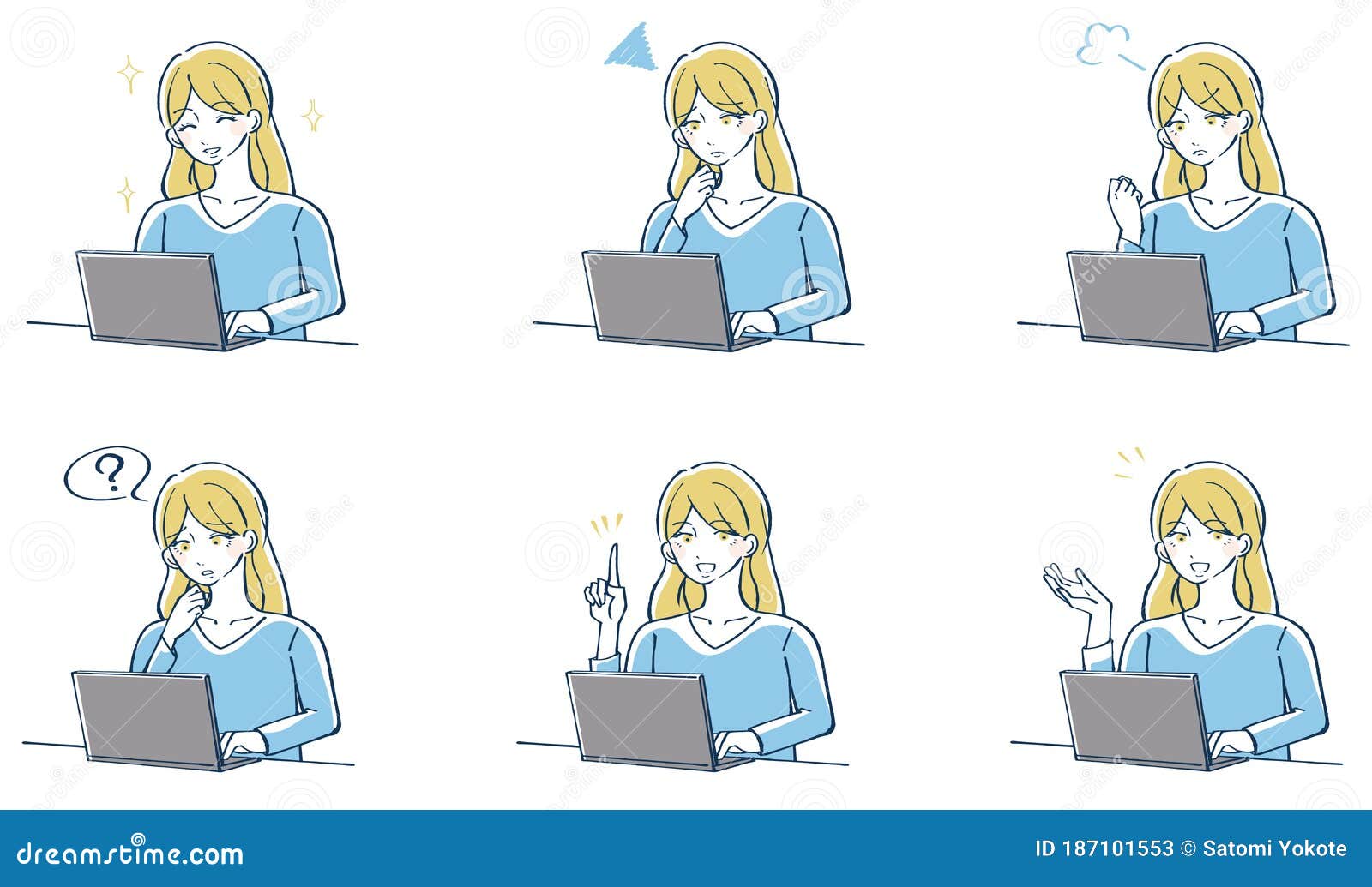 Illustration of a Woman Operating a Computer Stock Vector ...