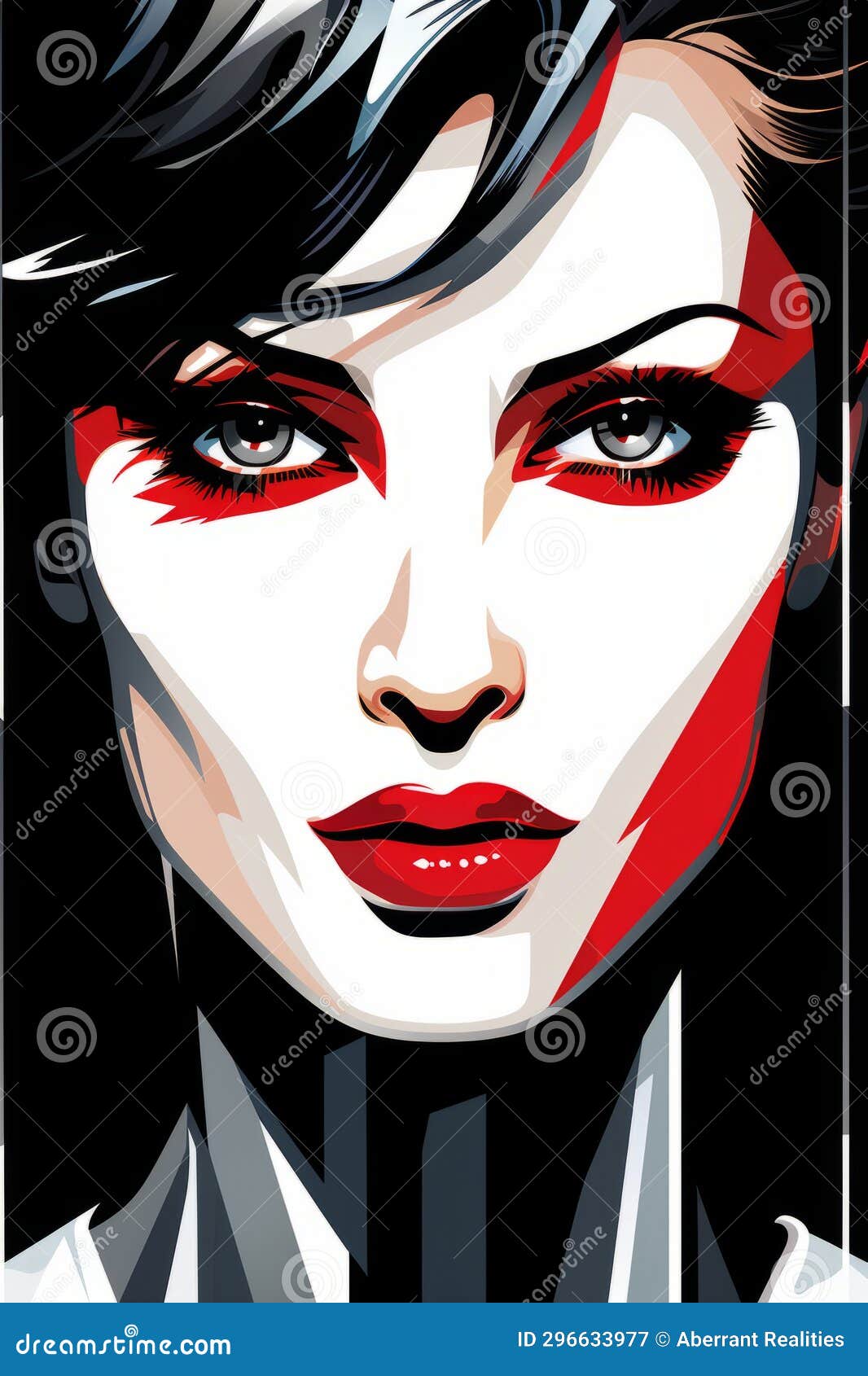 An Illustration Of A Woman With Red And White Makeup Stock Illustration