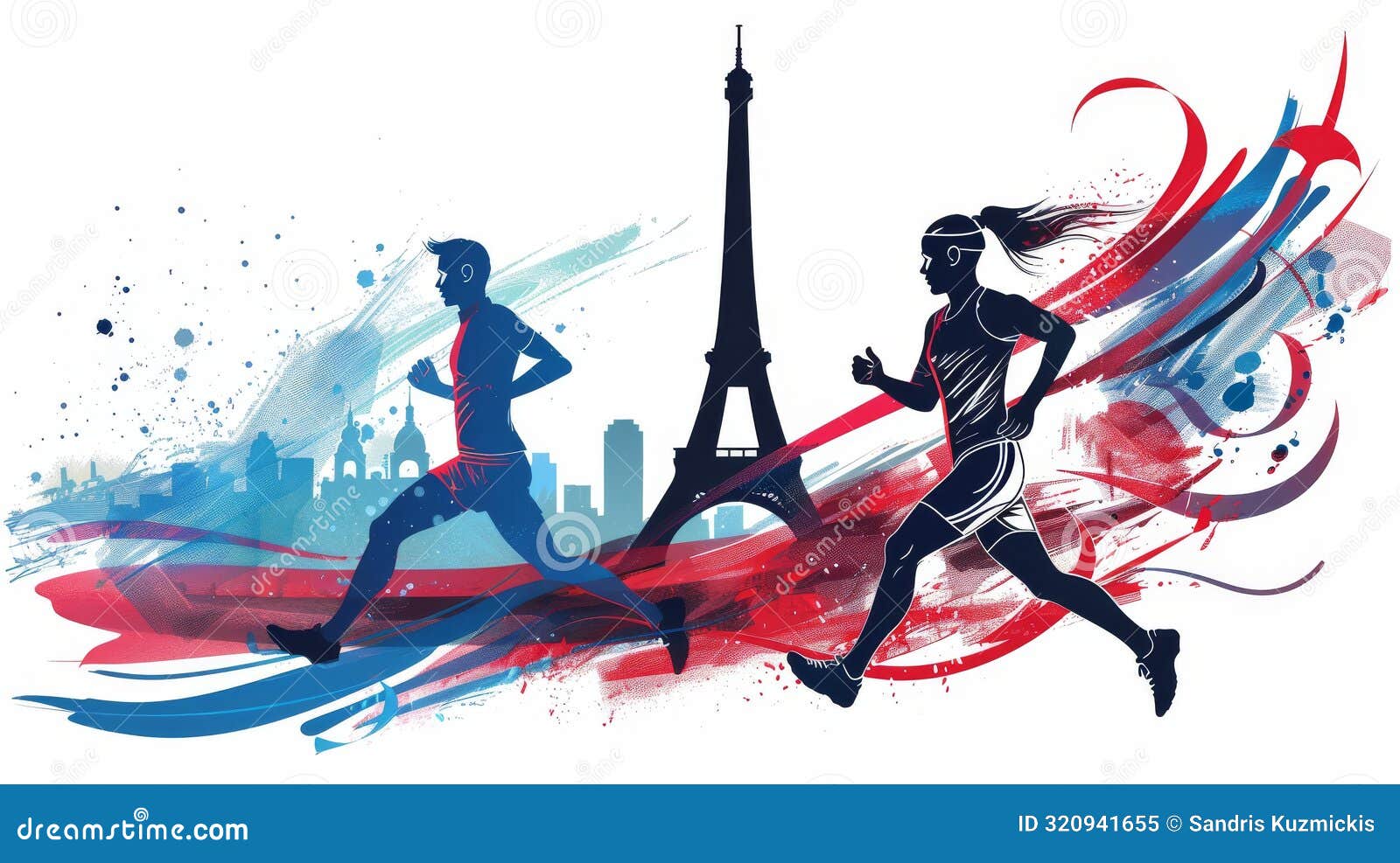 Illustration of Woman Running in the Paris Marathon. Generative AI ...