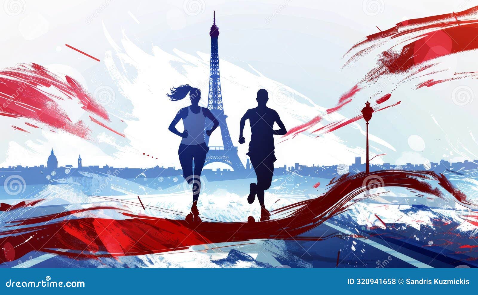 Illustration of Woman Running in the Paris Marathon. Generative AI ...