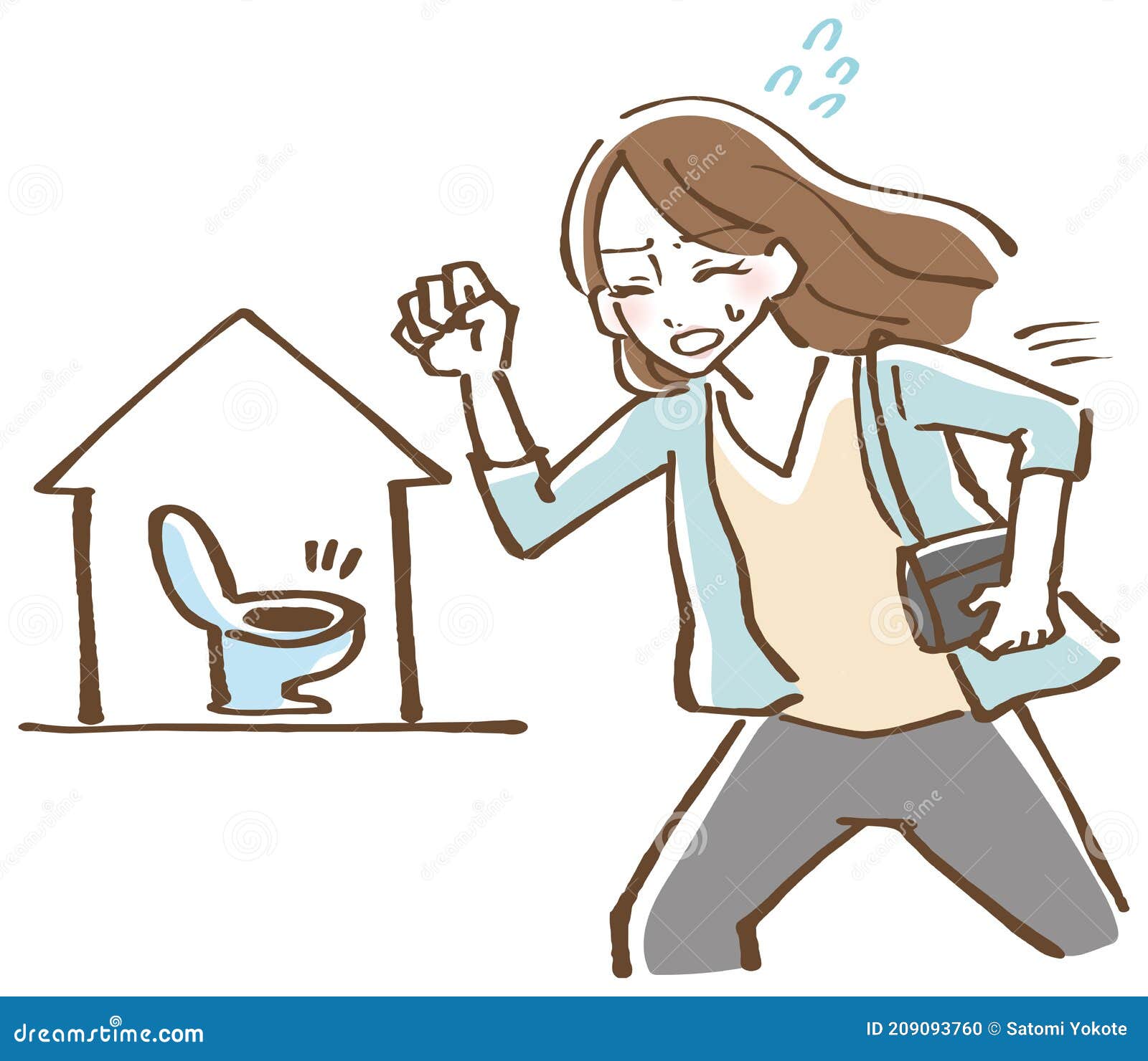 Illustration of a Woman Running into the Toilet Stock Illustration ...