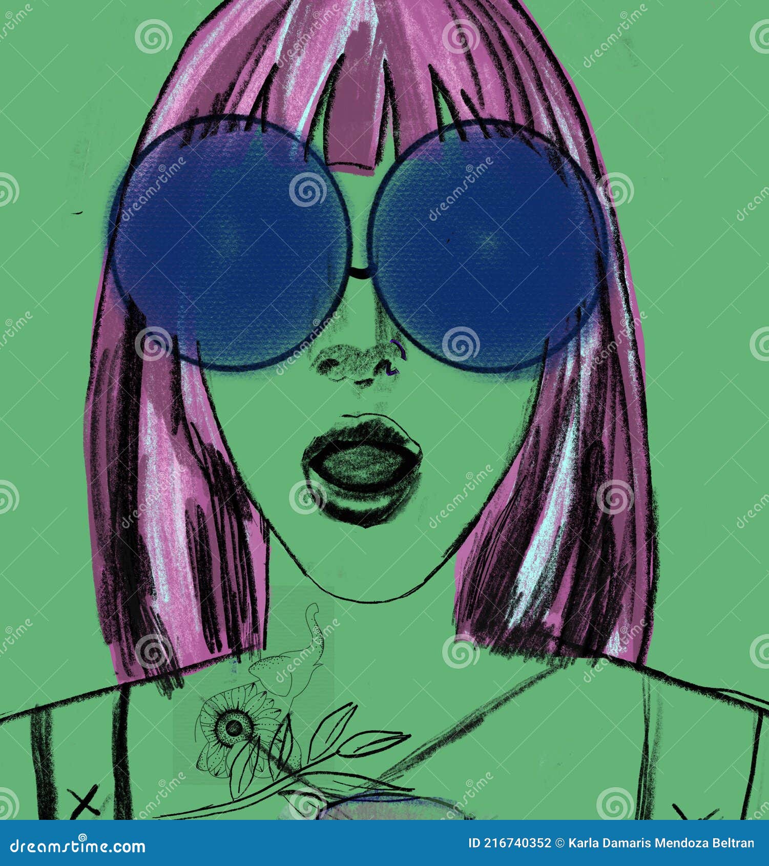 Illustration of a Woman`s Face Concept Art Stock Illustration ...