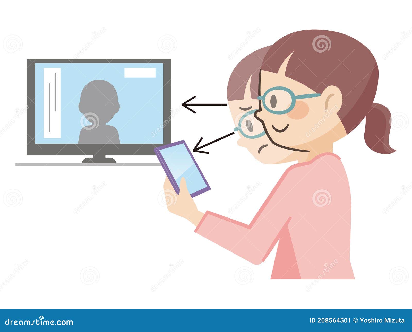 Illustration of a Woman Who is Out of Focus with Presbyopia Stock ...
