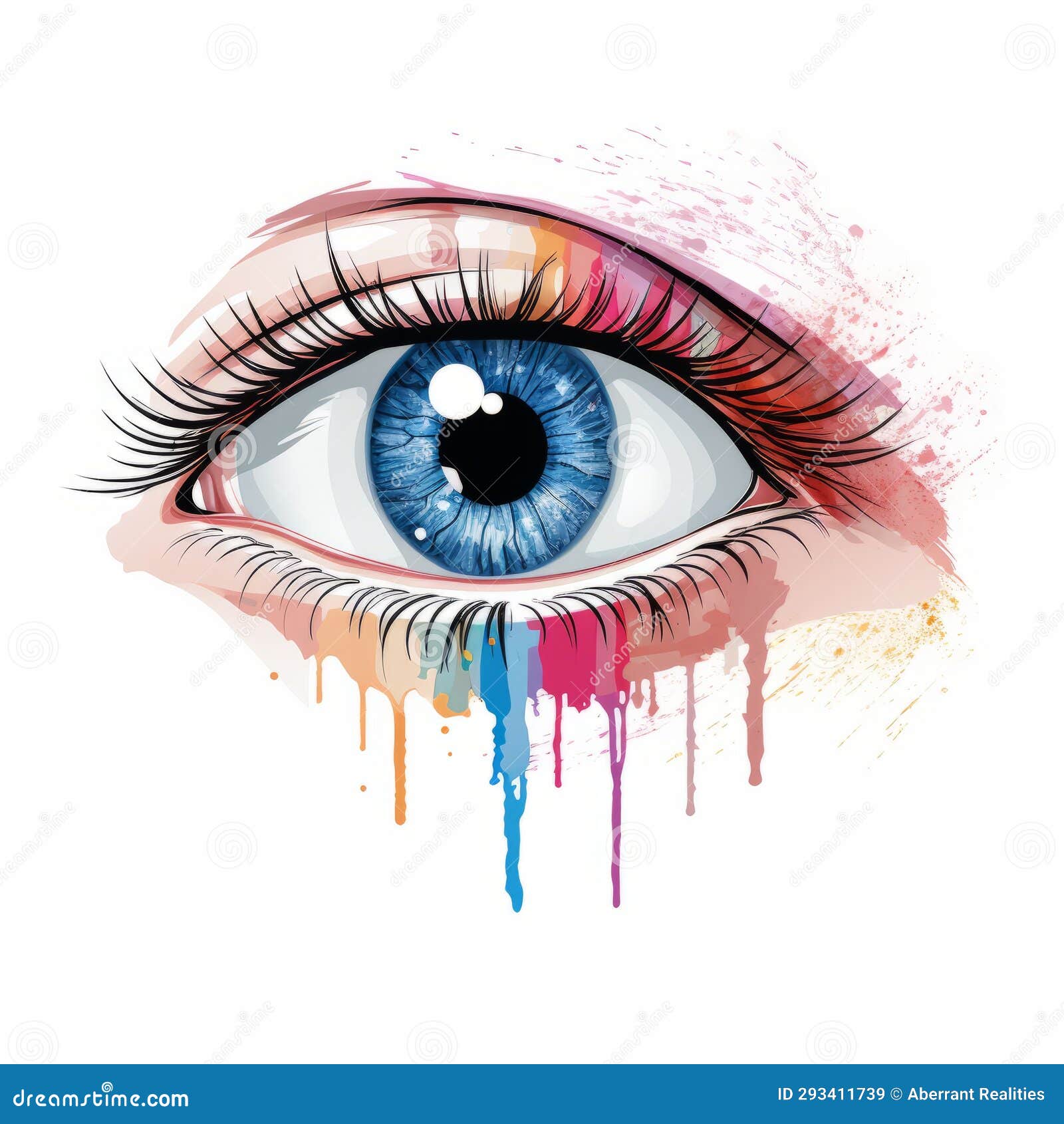 An Illustration of a Womans Eye with Paint Dripping Down it Stock ...