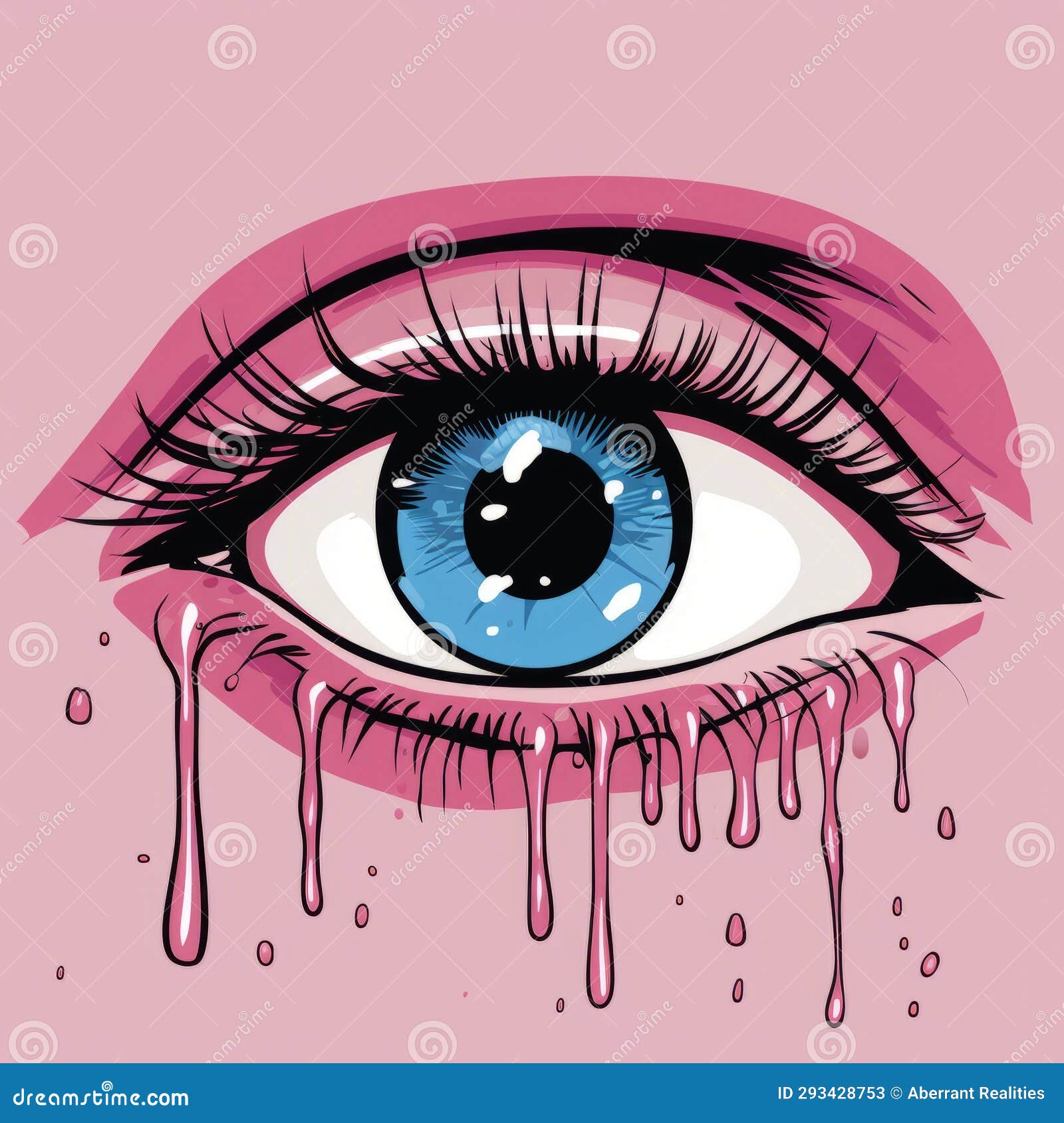 An Illustration of a Womans Eye with Tears Running Down it Stock ...