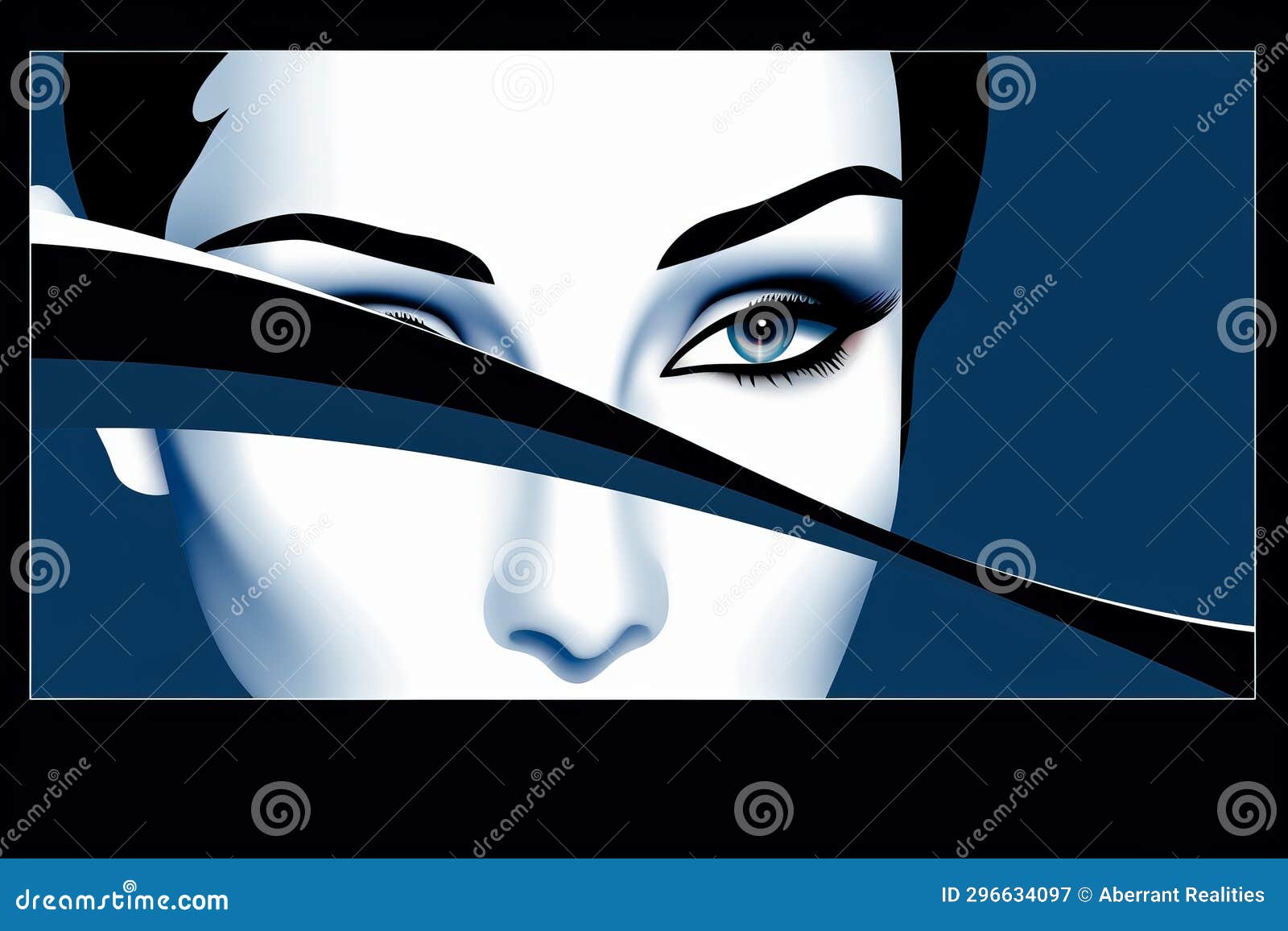 An Illustration Of A Womans Face With Blue Eyes Stock Illustration