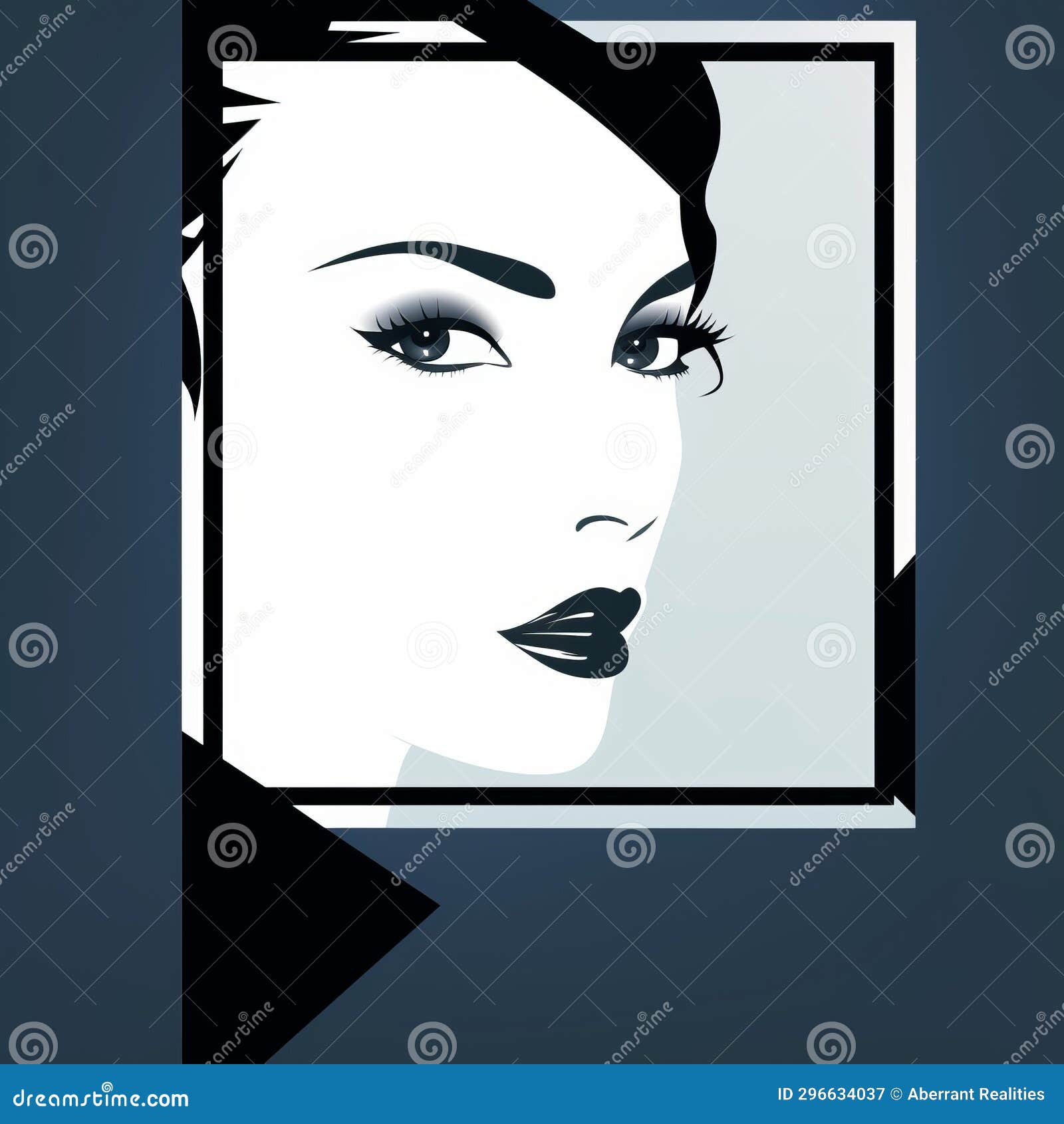 An Illustration Of A Womans Face In A Frame Stock Illustration