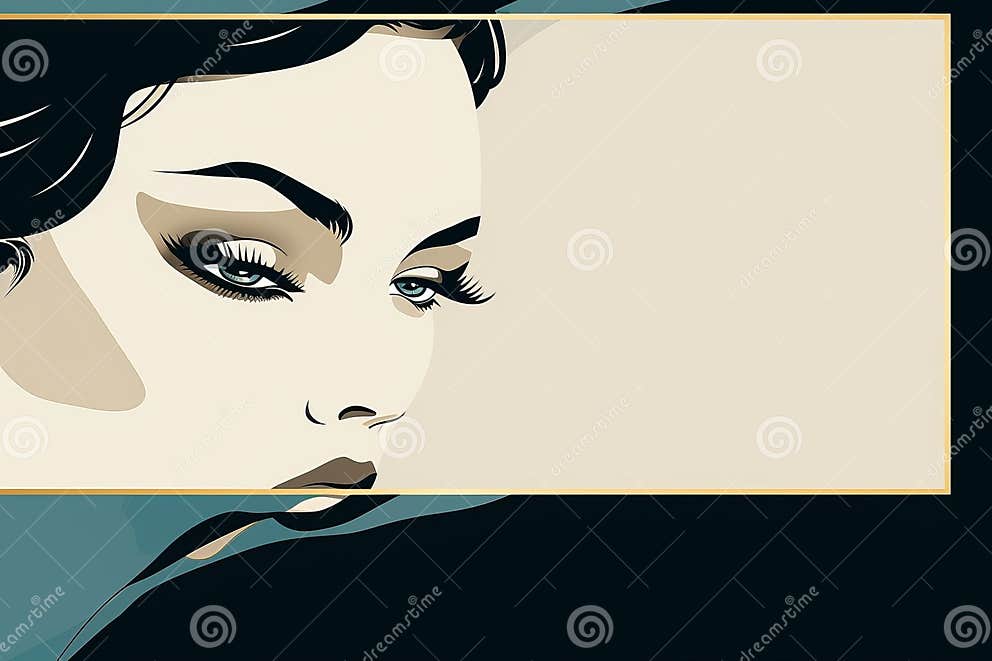 An Illustration Of A Womans Face In A Frame Stock Illustration