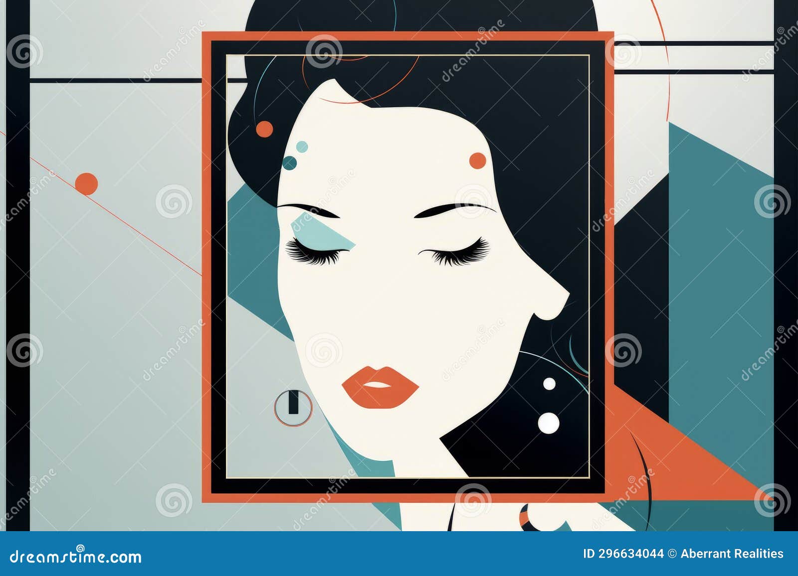 An Illustration Of A Womans Face In A Frame Stock Illustration
