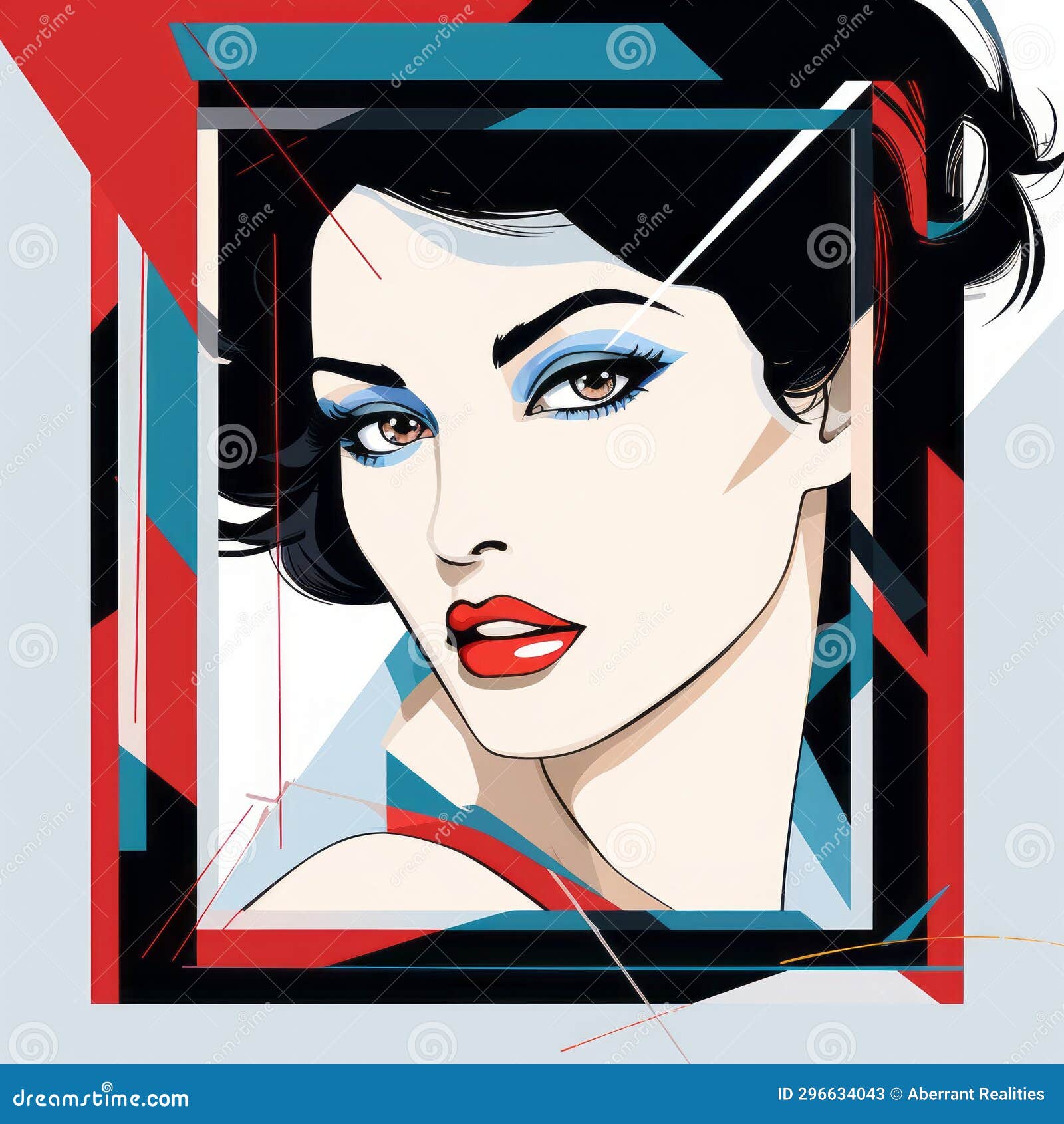 An Illustration Of A Womans Face In A Frame Stock Illustration