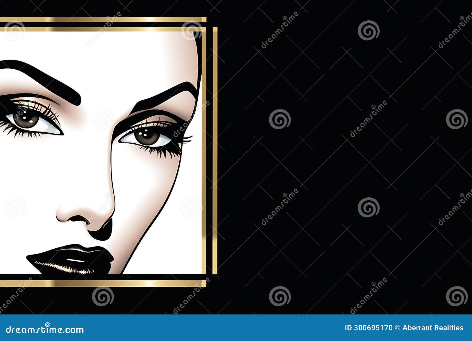 An Illustration Of A Womans Face With A Gold Frame Stock Illustration