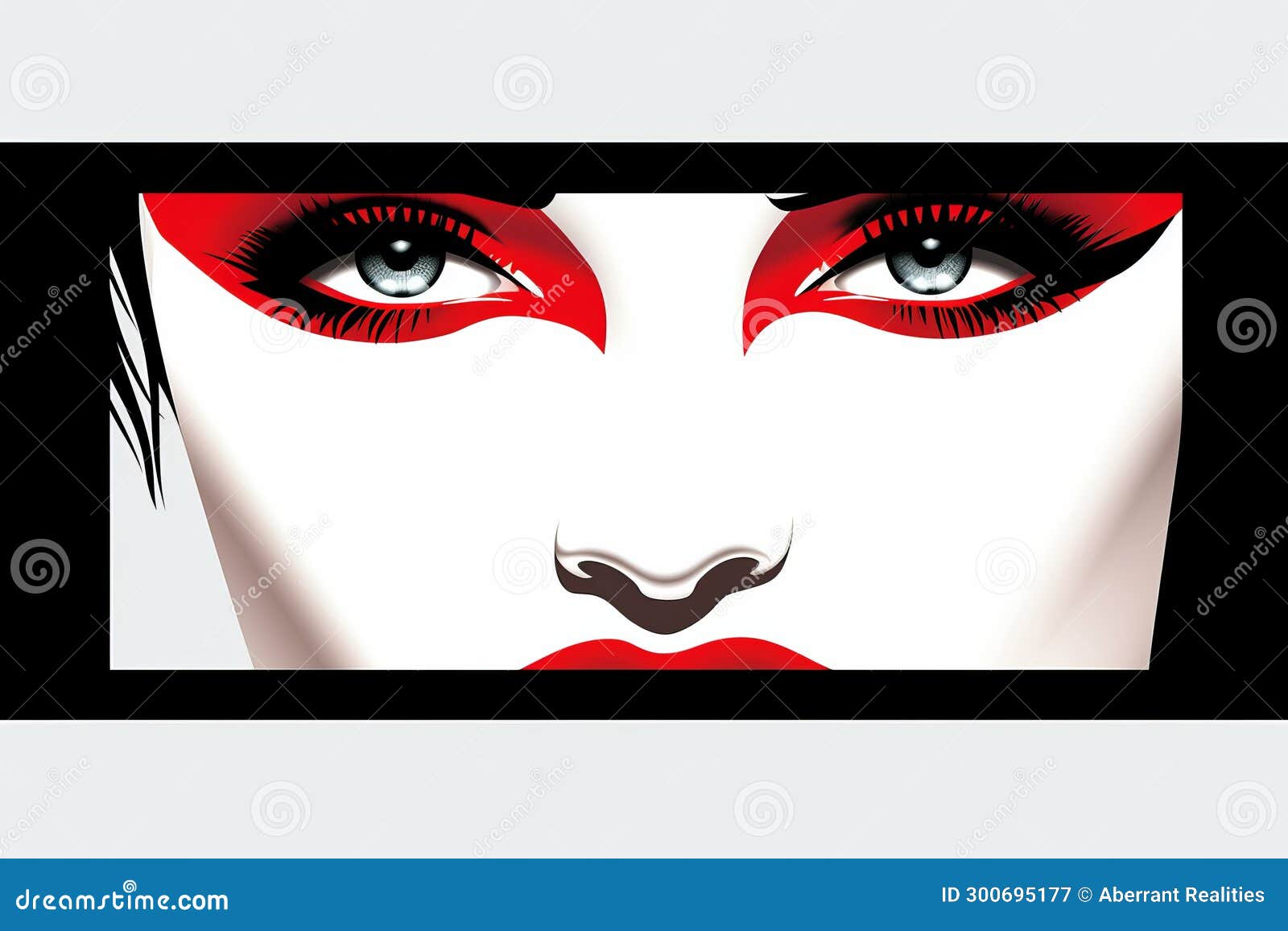 An Illustration of a Womans Face with Red Eyes Stock Illustration ...