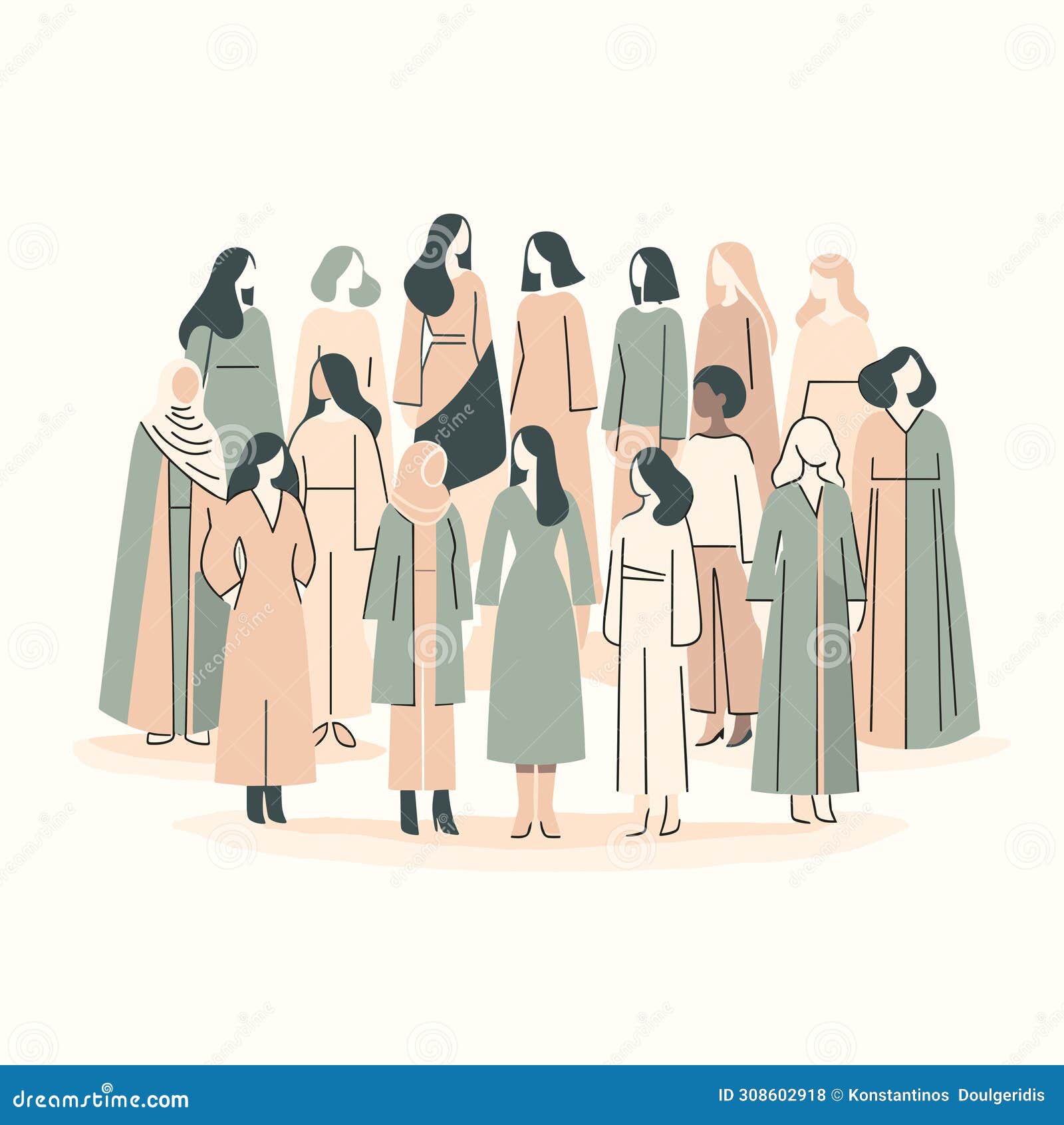 Illustration of Women from the World Standing Together. Stock ...