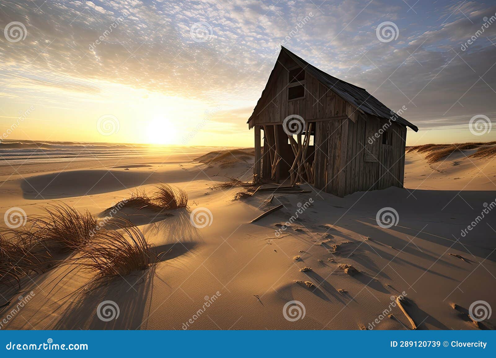 Illustration of a Wooden Shack on the Sandy Beach Stock Image - Image ...