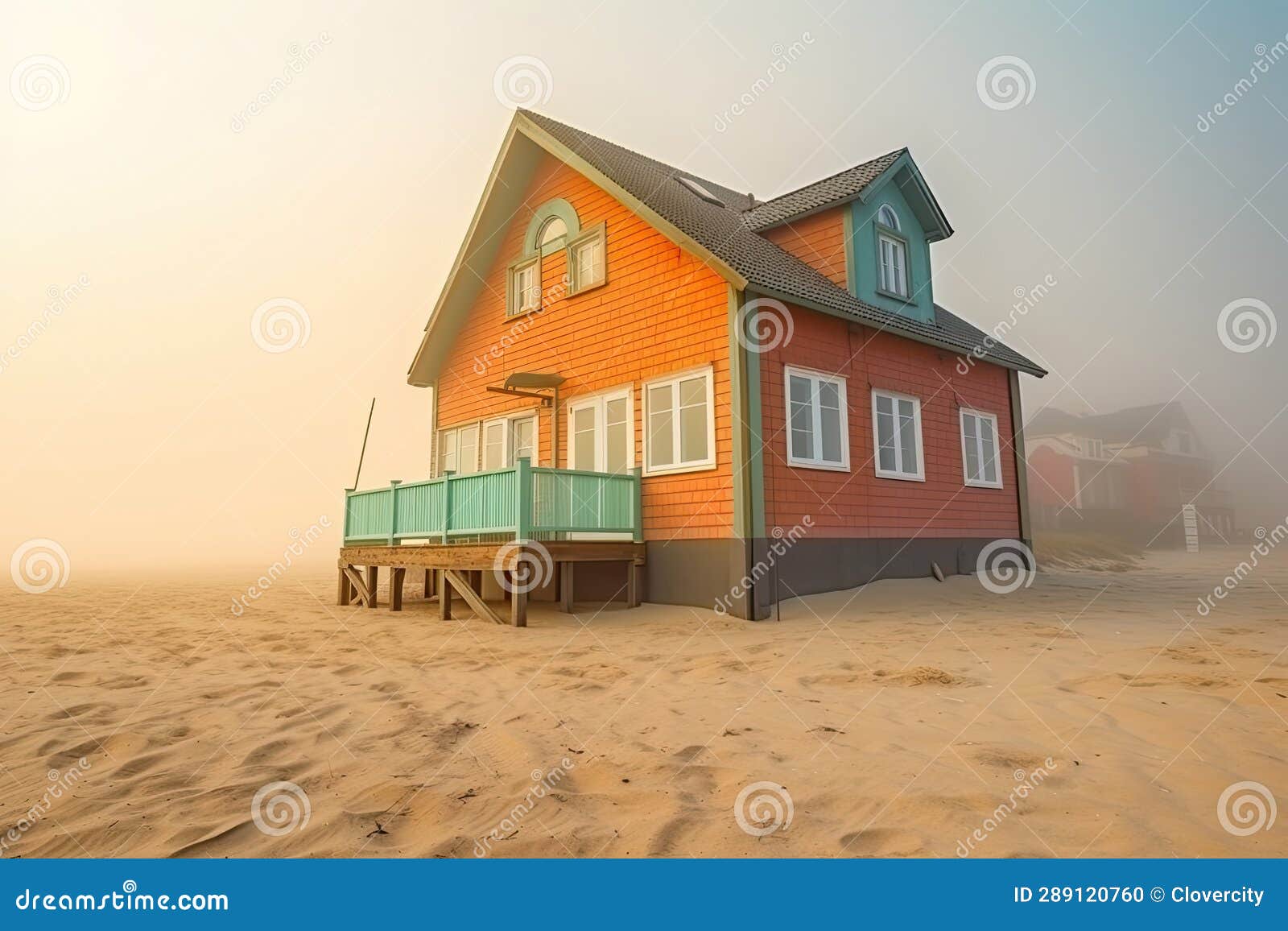 Illustration of a Wooden Shack on the Sandy Beach Stock Illustration ...