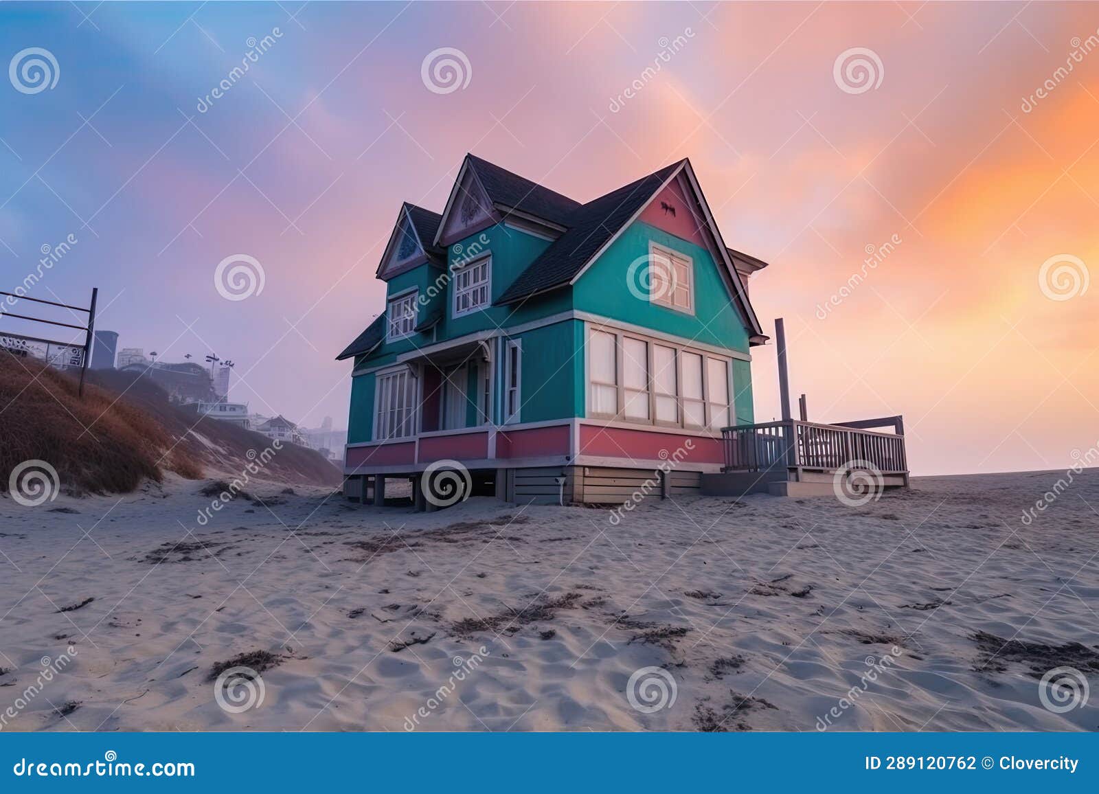 Illustration of a Wooden Shack on the Sandy Beach Stock Illustration ...