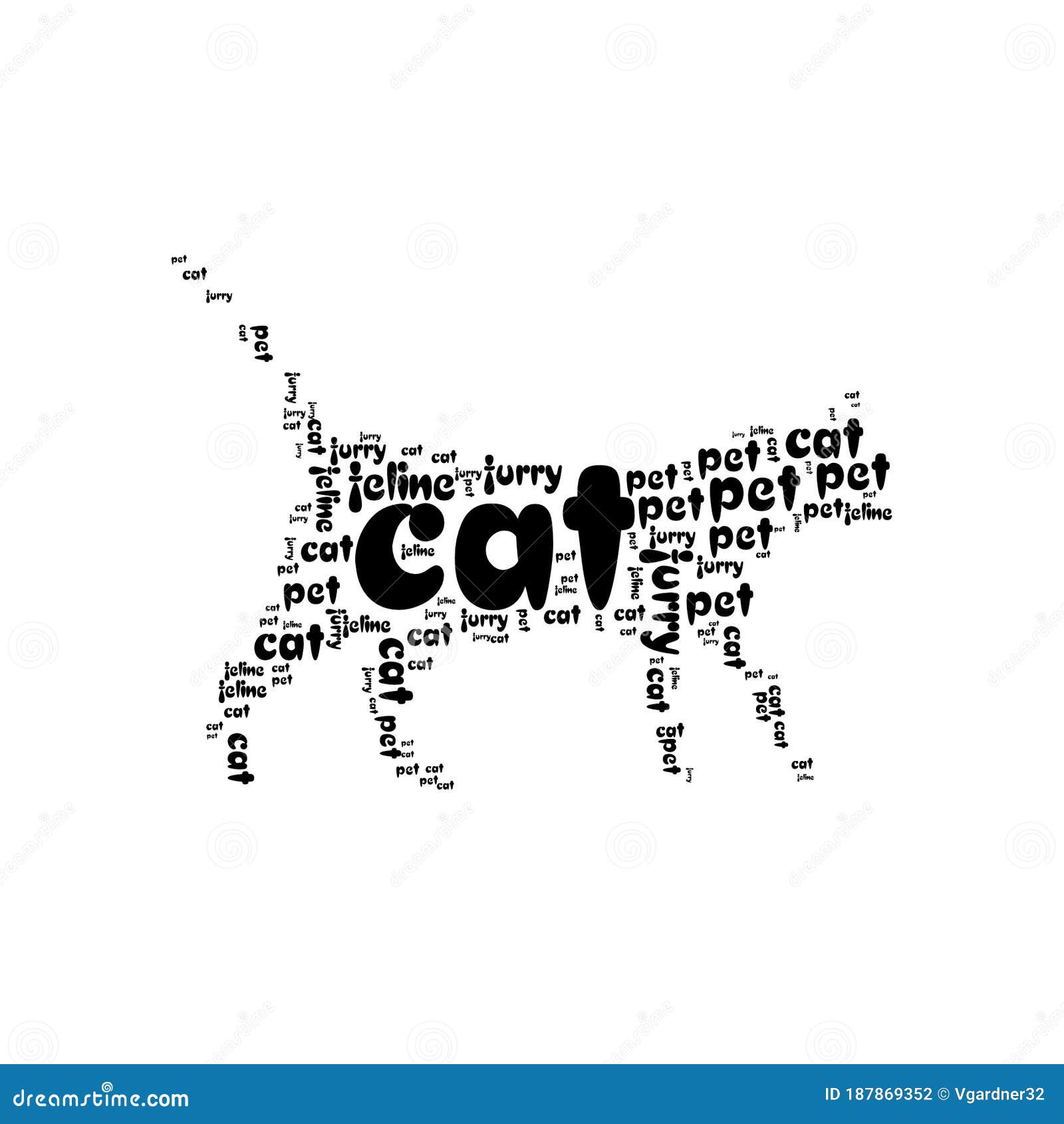 Word Cloud Representation of a Cat Stock Illustration - Illustration of ...