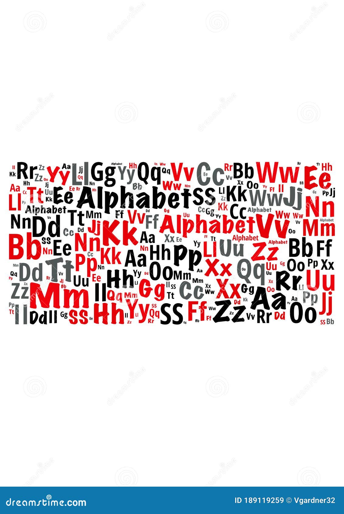 Illustration of a Word Cloud with Words Representing the Alphabet Stock ...