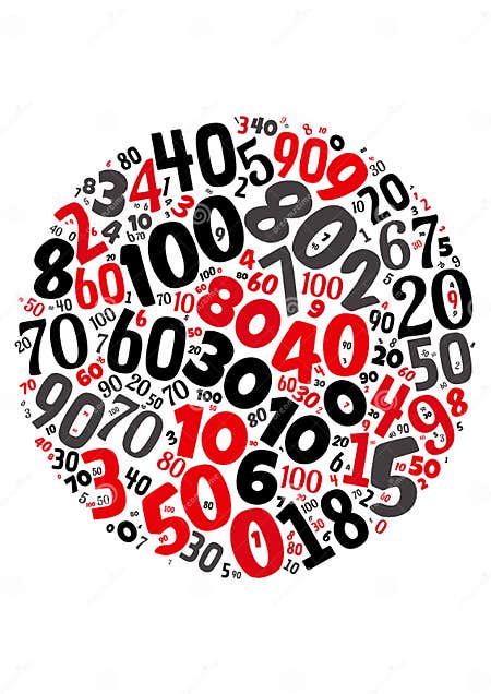 Illustration of a Word Cloud with Words Representing Numbers Stock ...