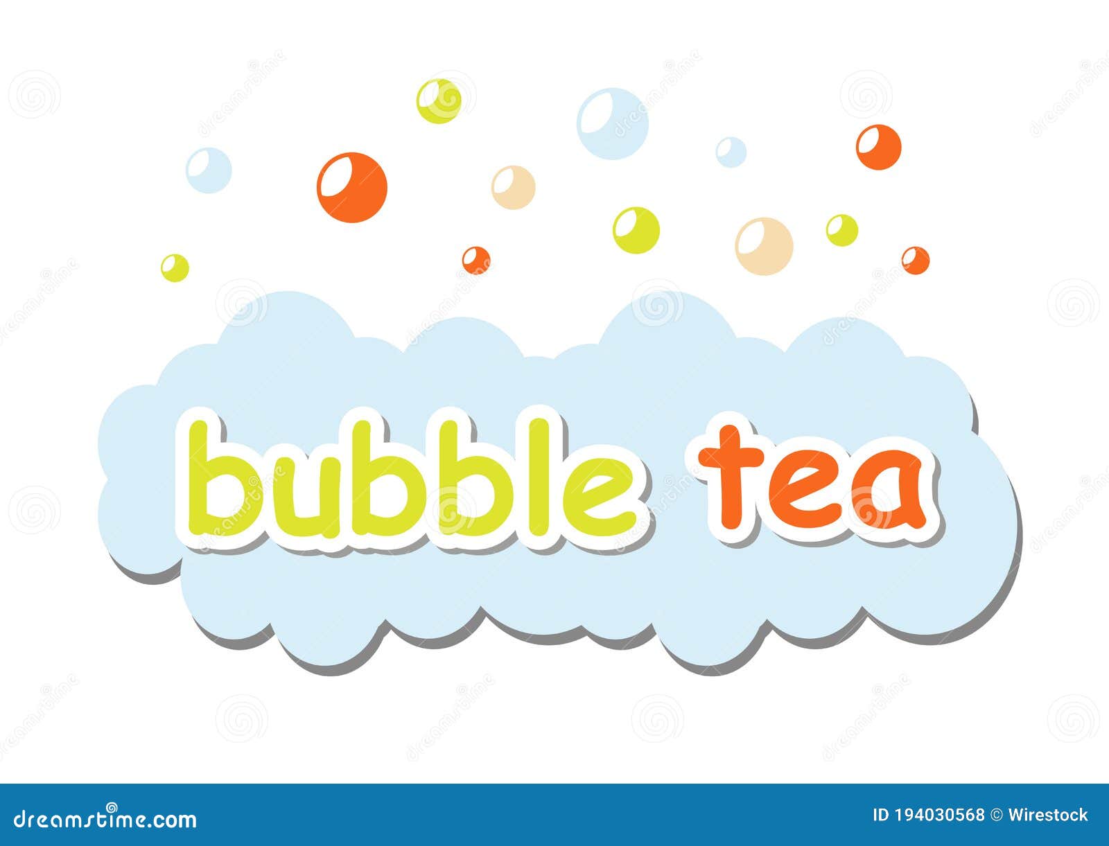 Illustration of the Words Bubble Tea` Inside a Cloud with Bubbles ...