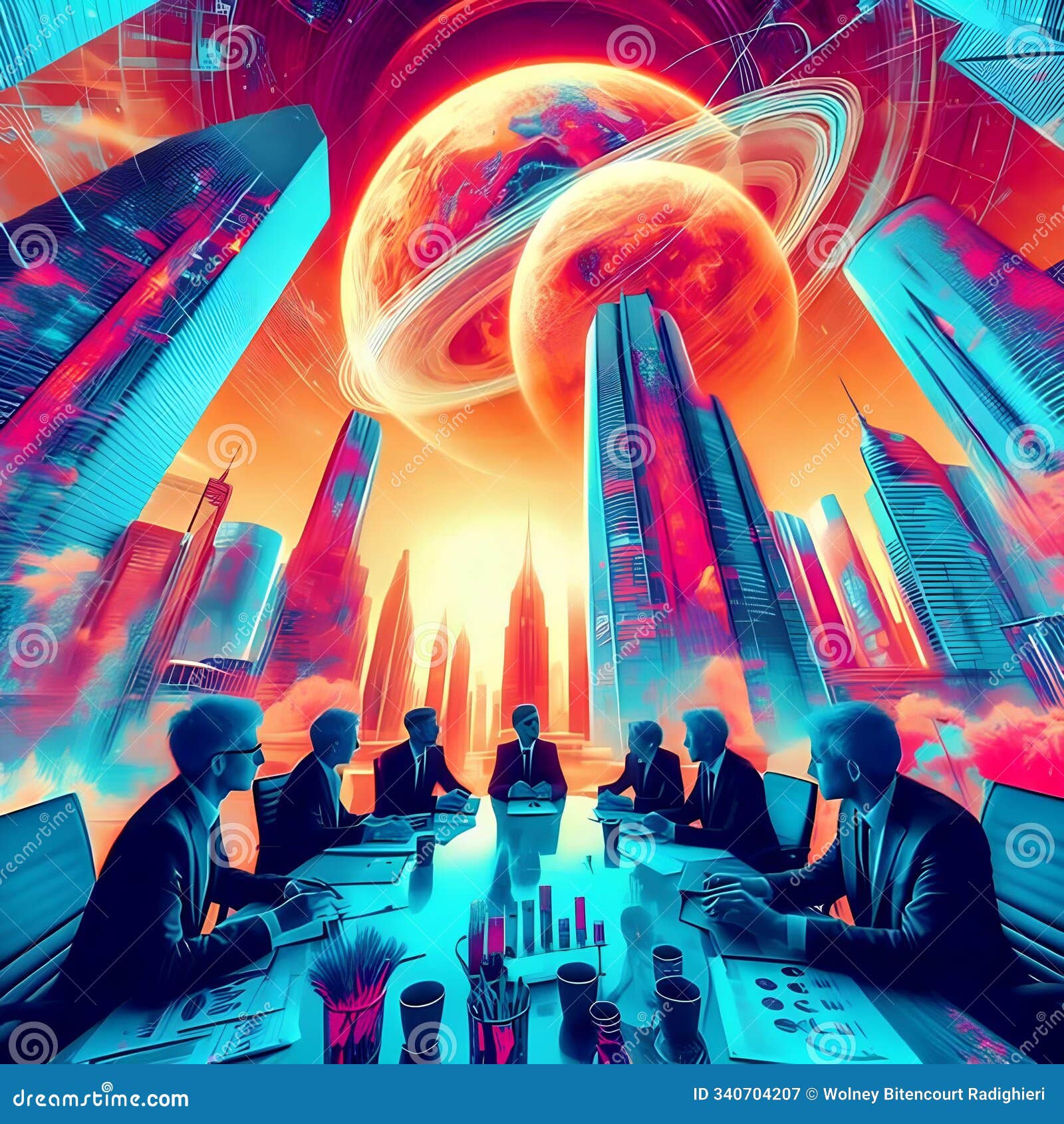 Illustration of a Work Meeting at the Office Stock Illustration ...