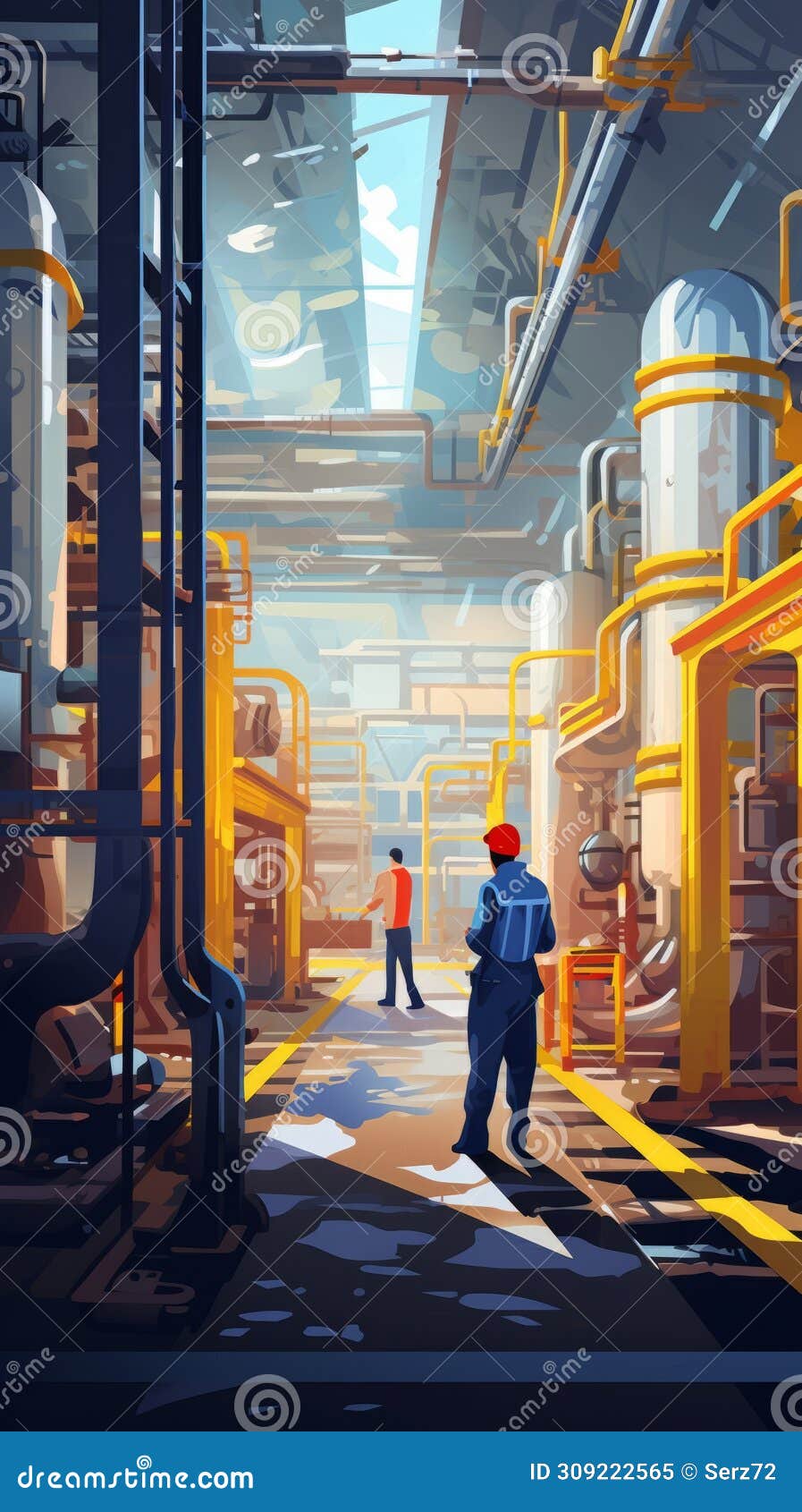 Illustration of a Work Process in a Workshop, an Engineer and a Worker ...