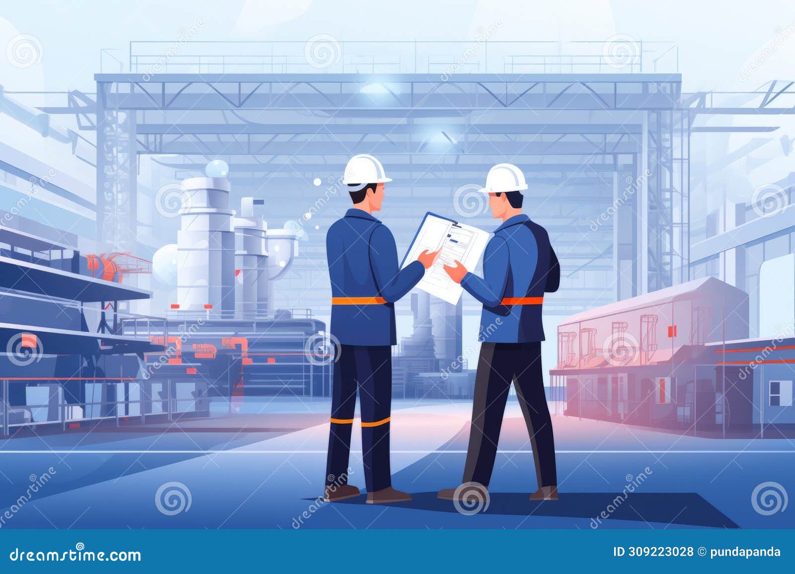 Illustration of a Work Process in a Workshop, an Engineer and a Worker ...
